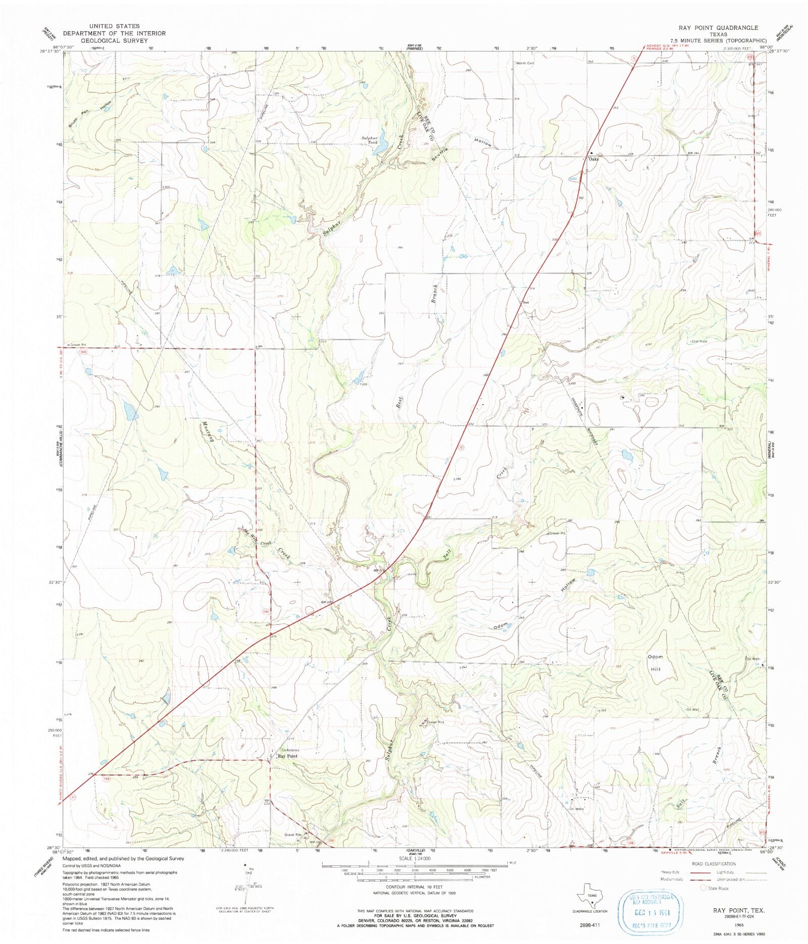 Classic USGS Ray Point Texas 7.5'x7.5' Topo Map – MyTopo Map Store