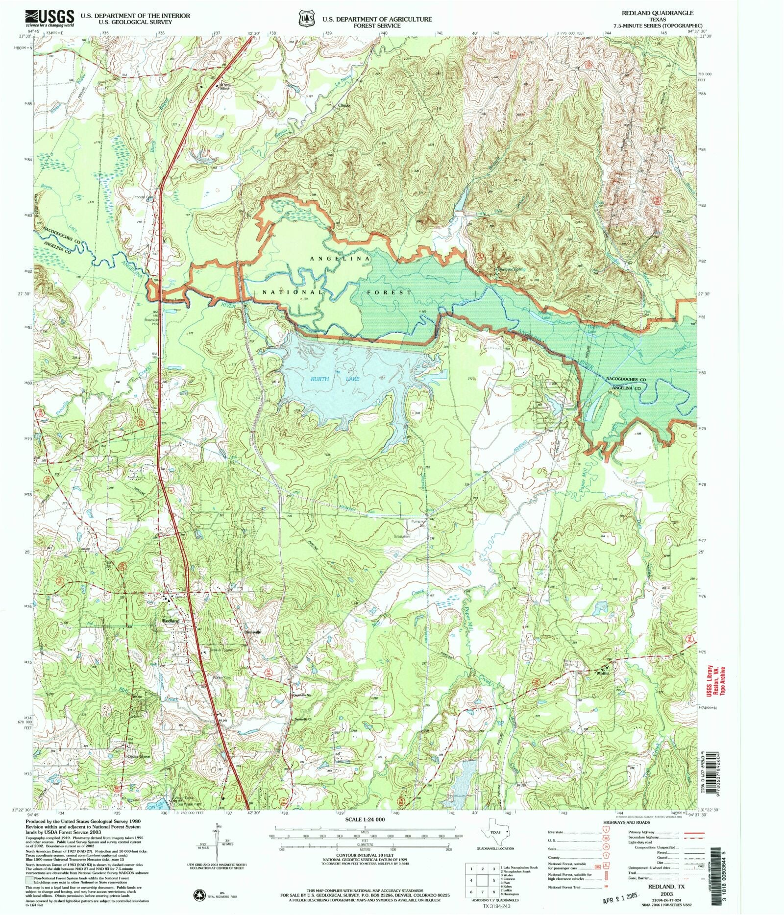 Classic USGS Redland Texas 7.5'x7.5' Topo Map – MyTopo Map Store