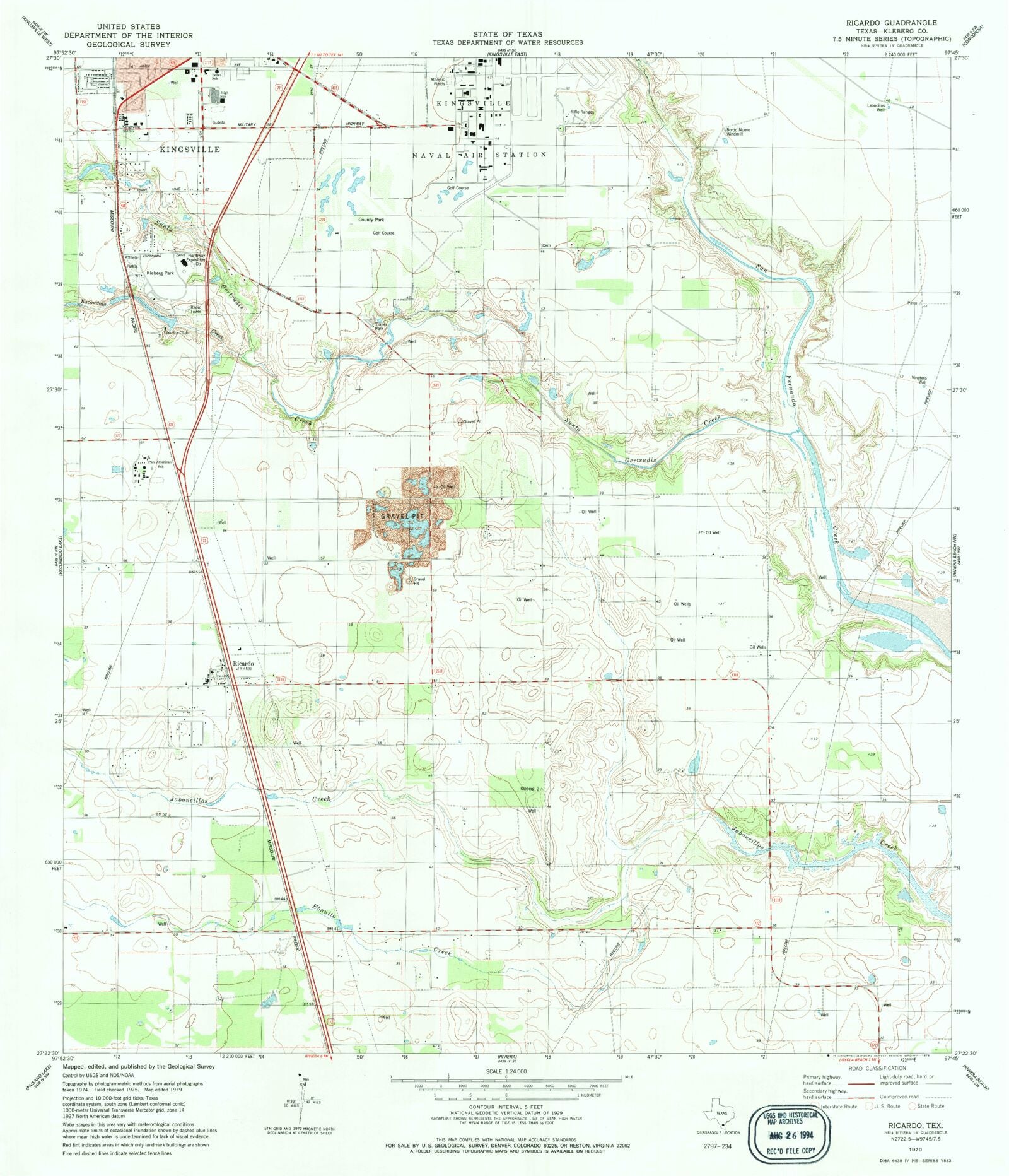 Classic USGS Ricardo Texas 7.5'x7.5' Topo Map – MyTopo Map Store