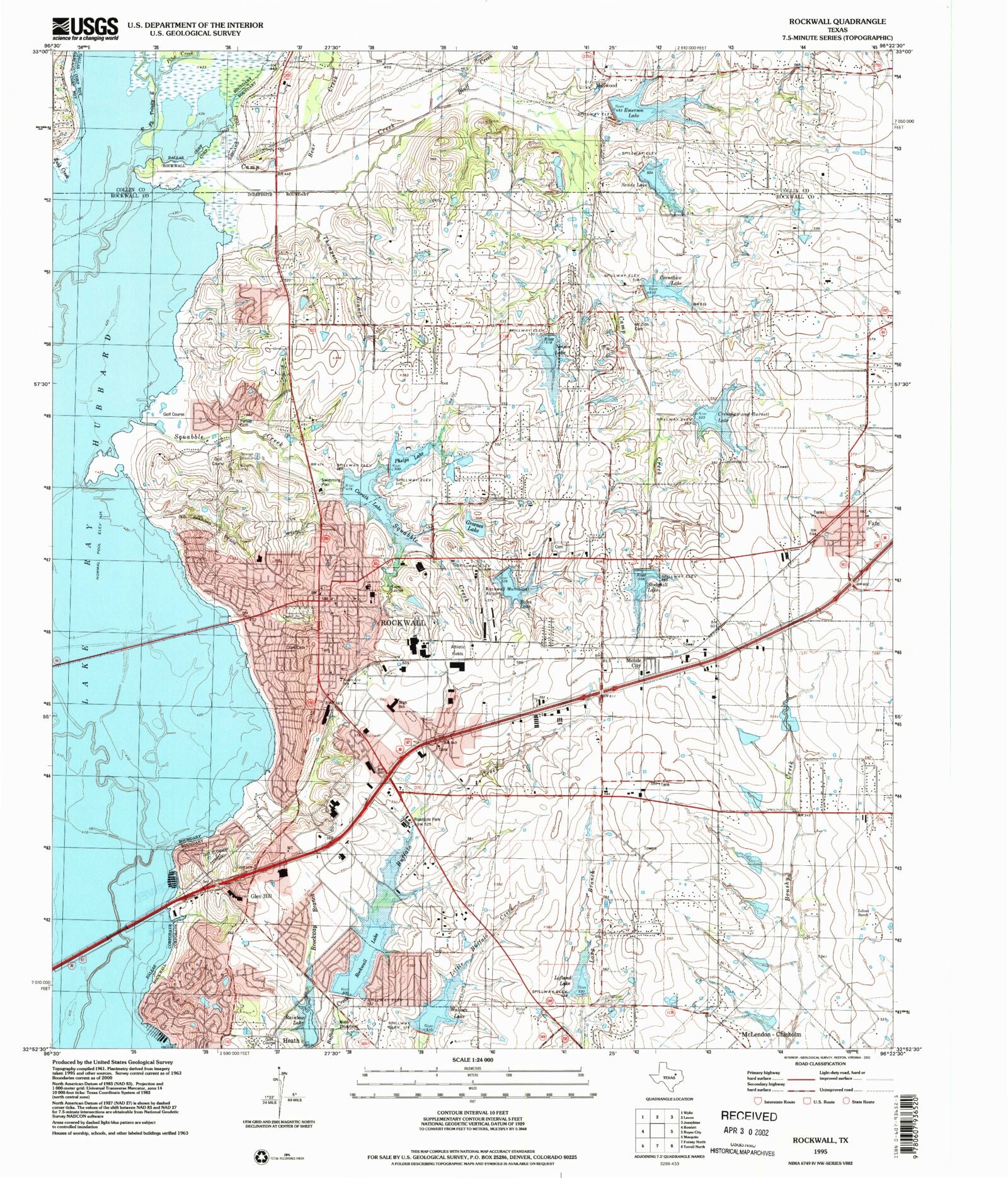 Classic USGS Rockwall Texas 7.5'x7.5' Topo Map – MyTopo Map Store