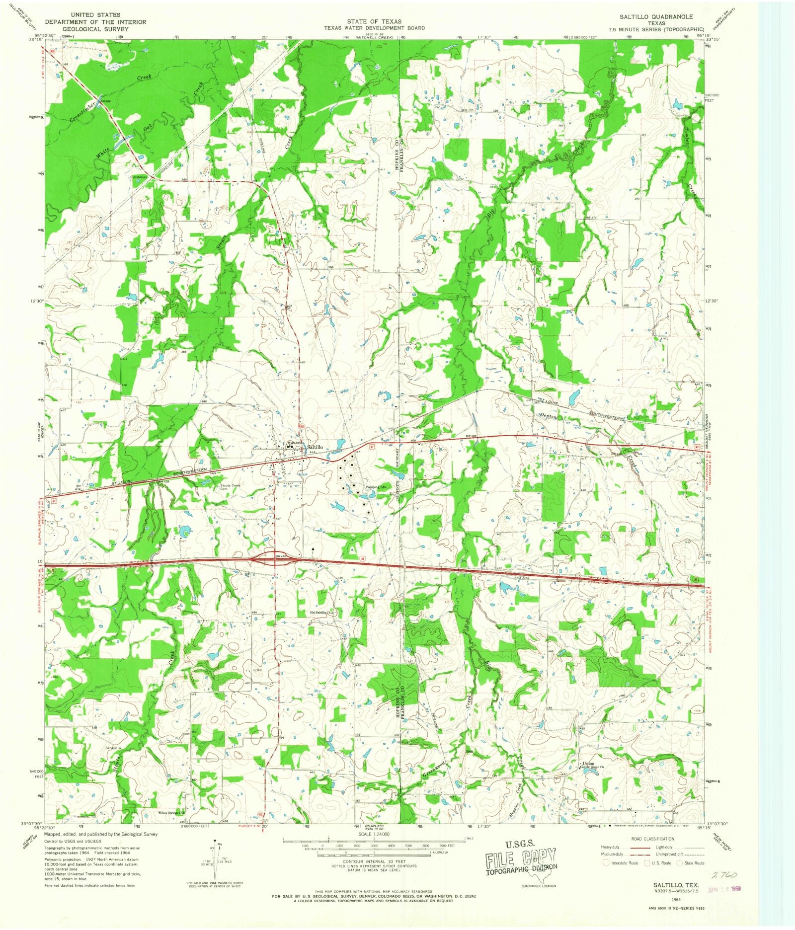 Classic USGS Saltillo Texas 7.5'x7.5' Topo Map – MyTopo Map Store
