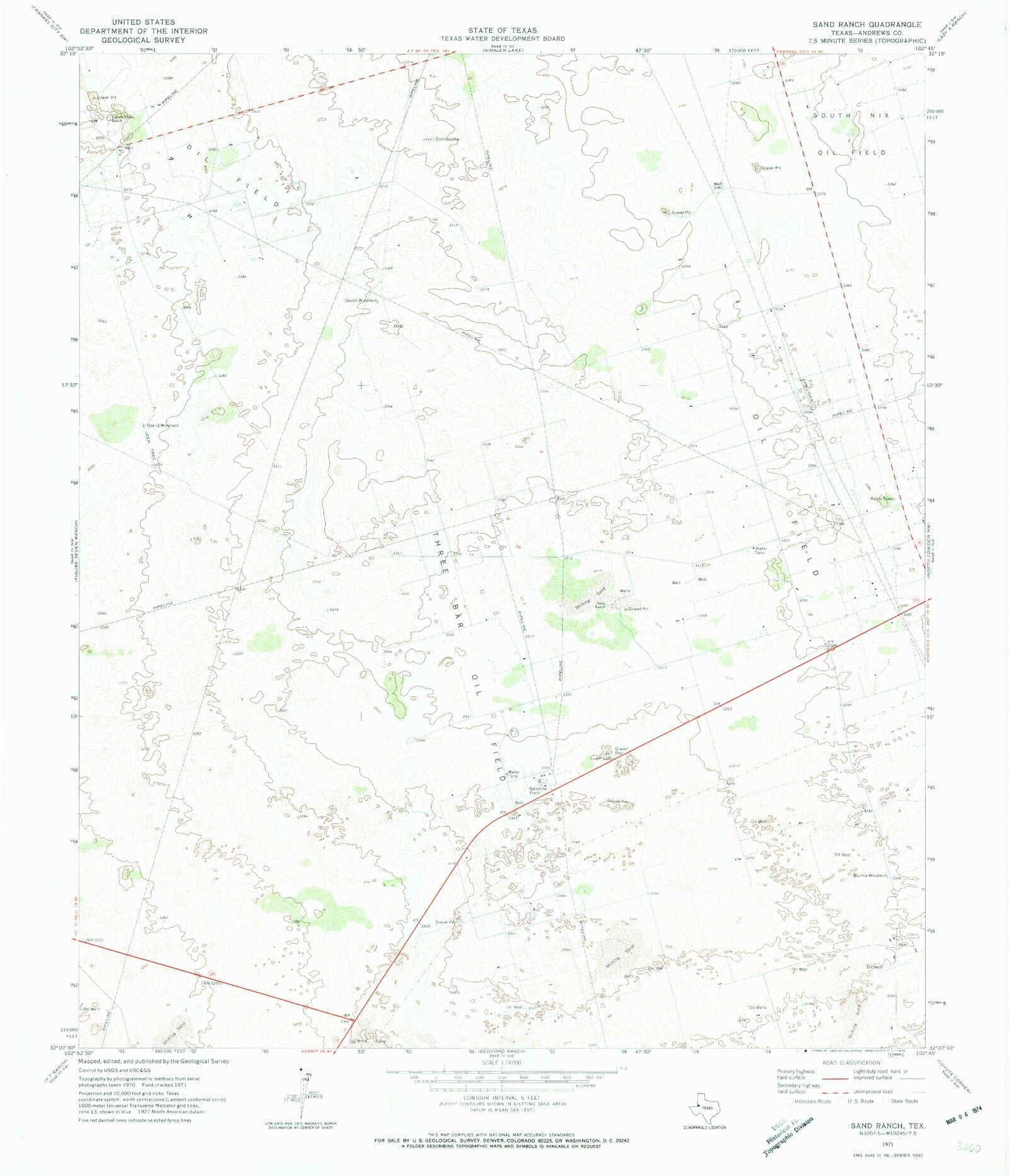 Classic USGS Sand Ranch Texas 7.5'x7.5' Topo Map – MyTopo Map Store