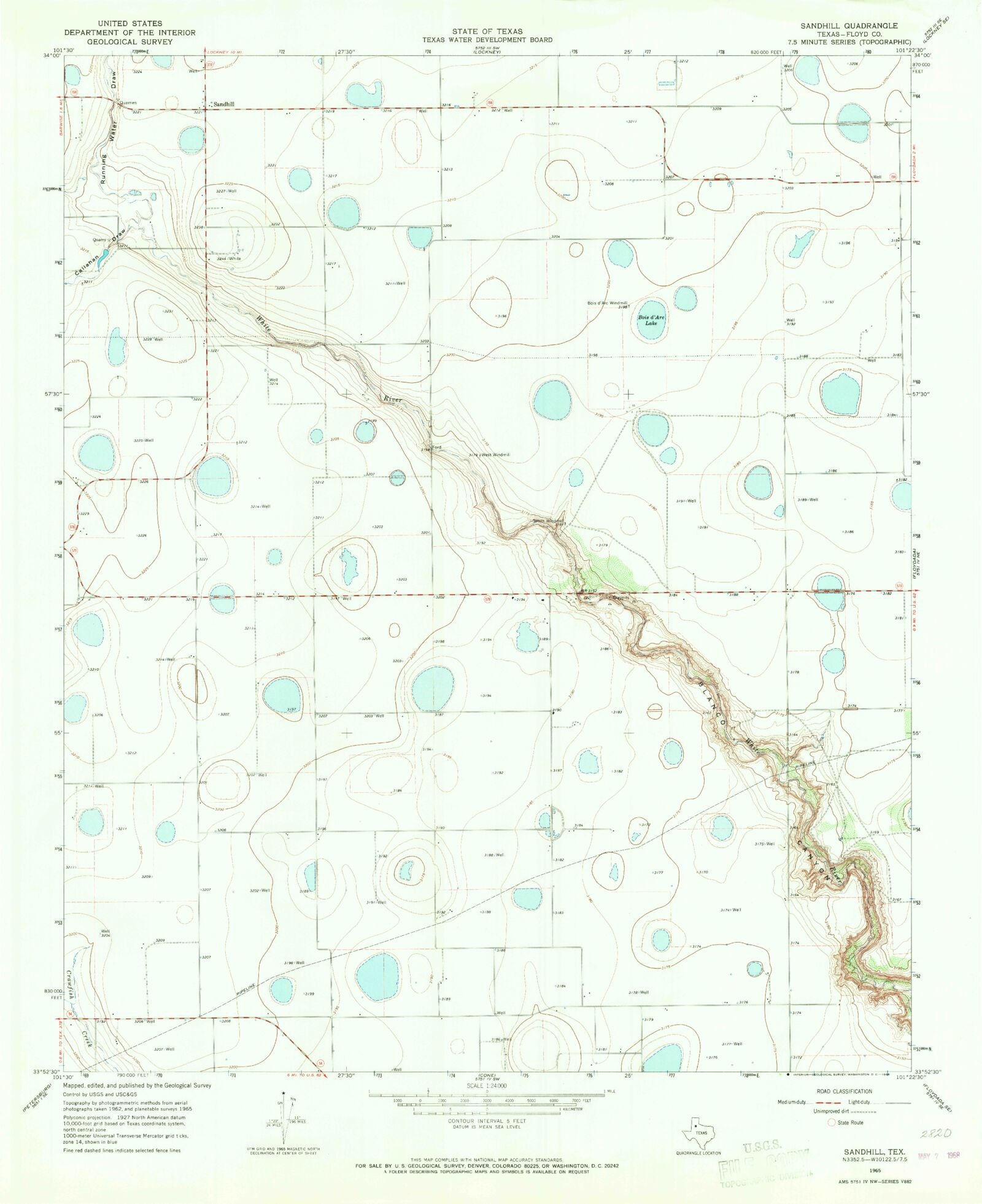 Classic USGS Sandhill Texas 7.5'x7.5' Topo Map – MyTopo Map Store