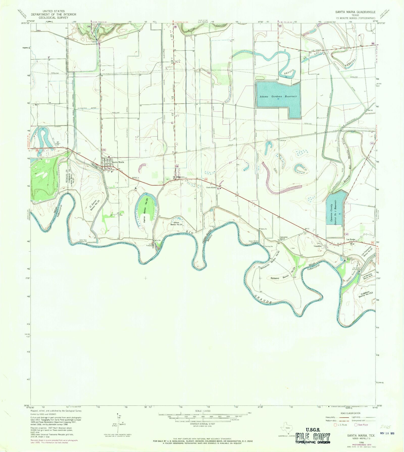 Classic USGS Santa Maria Texas 7.5'x7.5' Topo Map – MyTopo Map Store