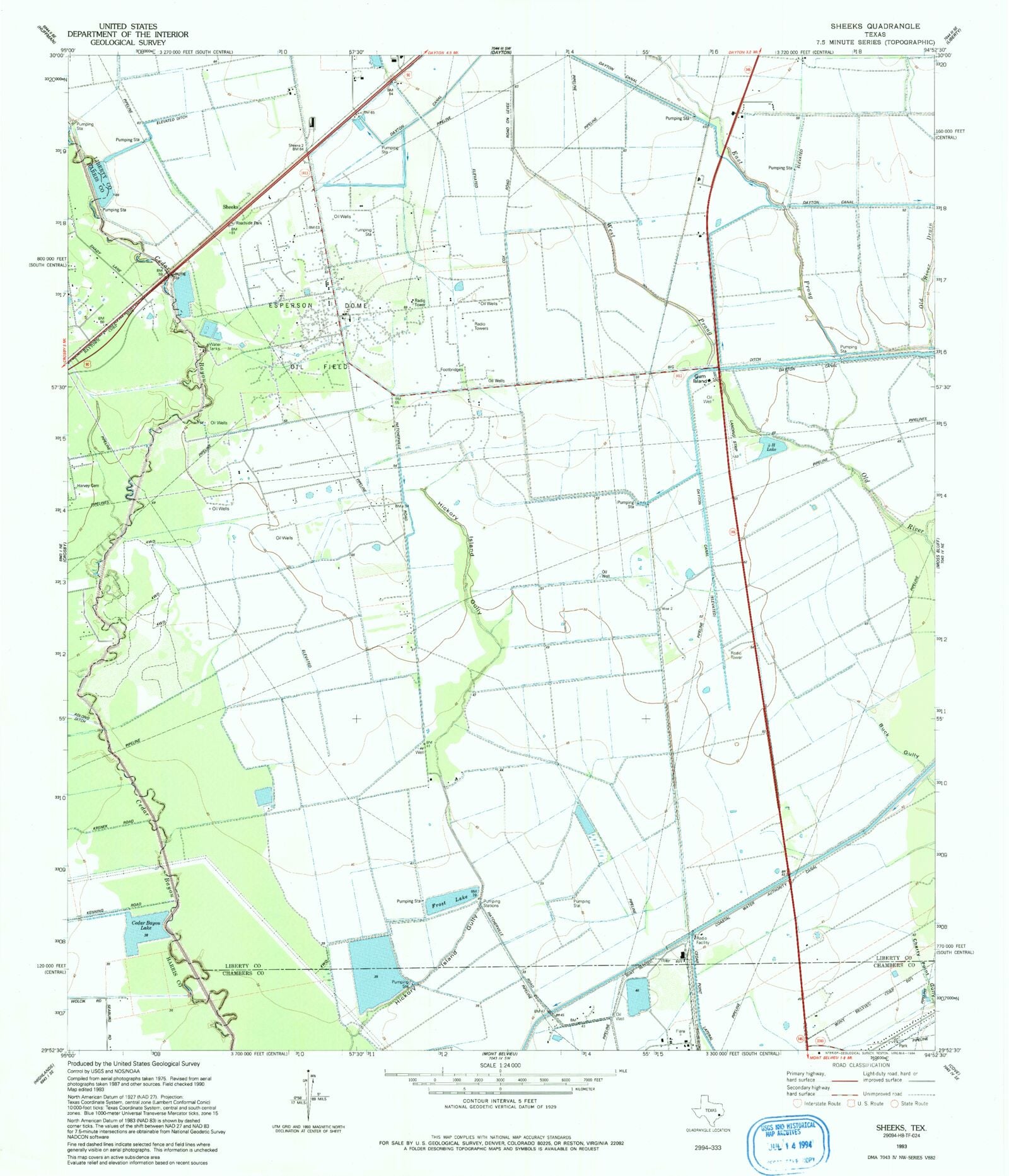Classic USGS Sheeks Texas 7.5'x7.5' Topo Map – MyTopo Map Store