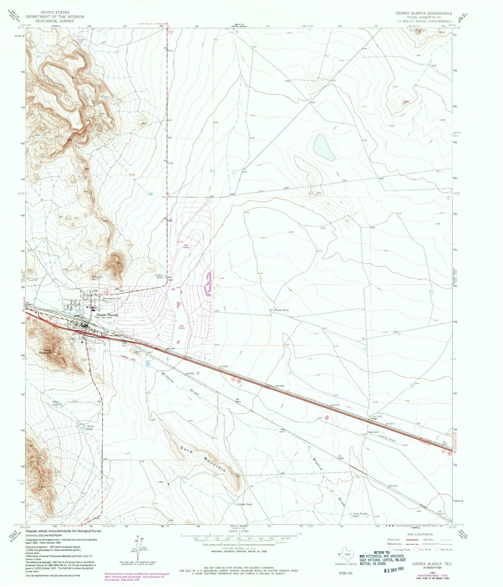 Classic USGS Sierra Blanca Texas 7.5'x7.5' Topo Map – MyTopo Map Store