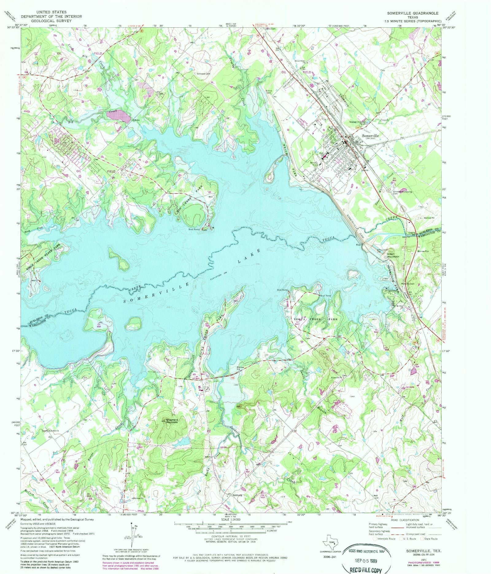 Classic USGS Somerville Texas 7.5'x7.5' Topo Map – MyTopo Map Store