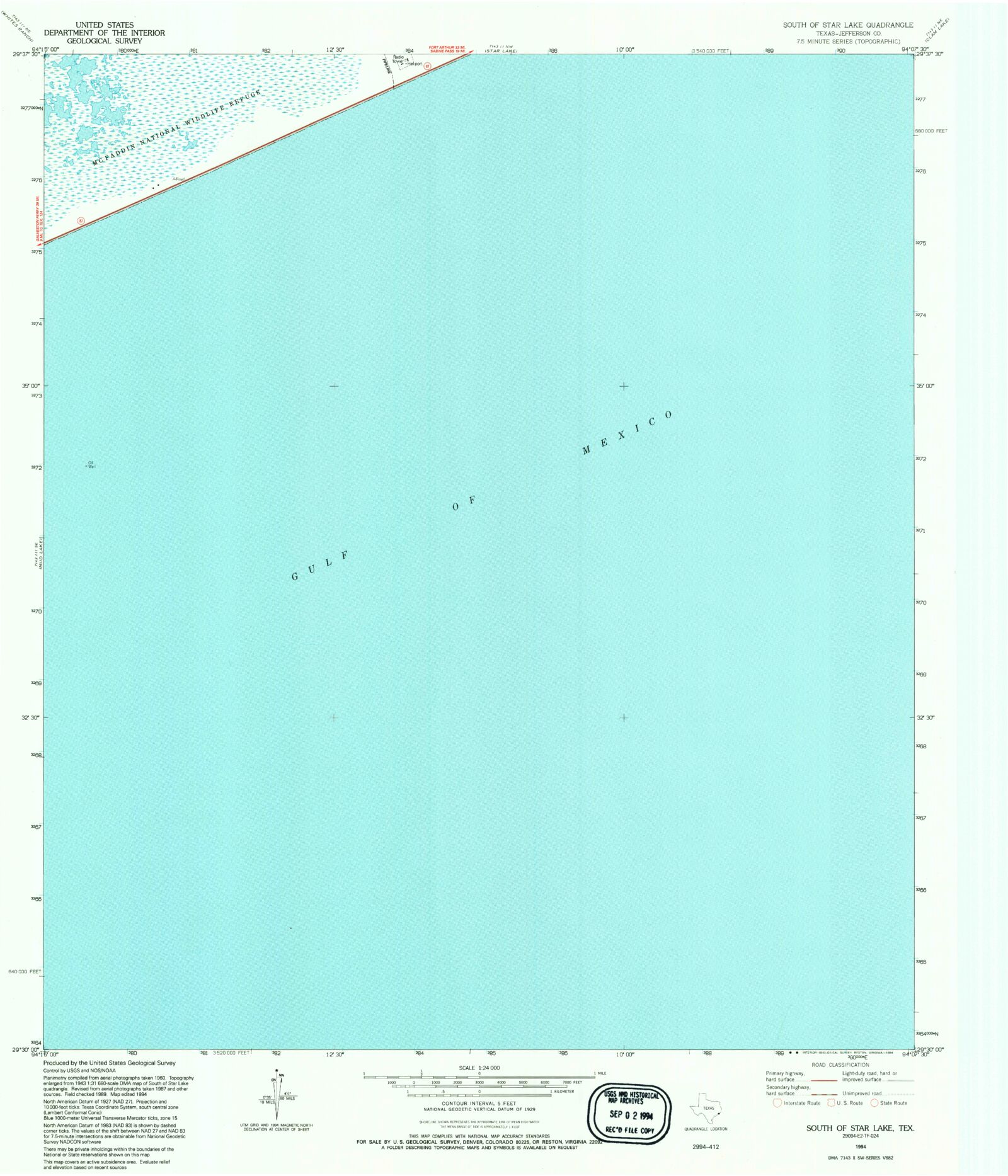 Classic USGS South of Star Lake Texas 7.5'x7.5' Topo Map – MyTopo Map Store