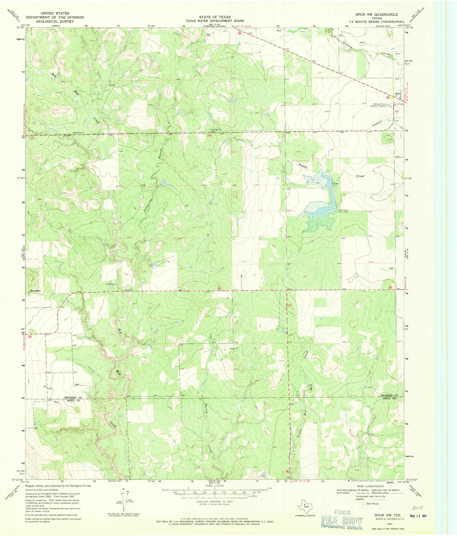 Classic USGS Spur NW Texas 7.5'x7.5' Topo Map – MyTopo Map Store
