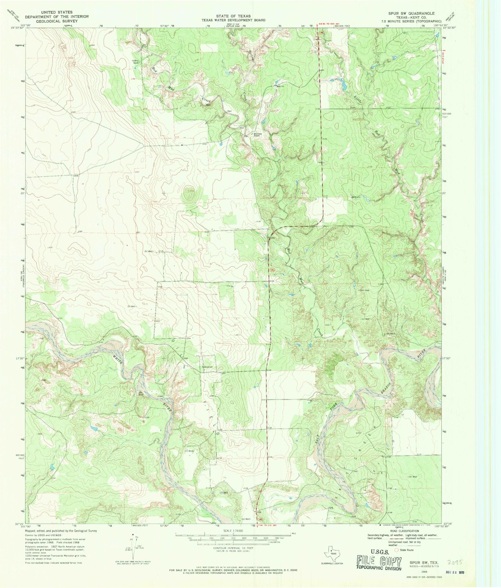 Classic USGS Spur SW Texas 7.5'x7.5' Topo Map – MyTopo Map Store