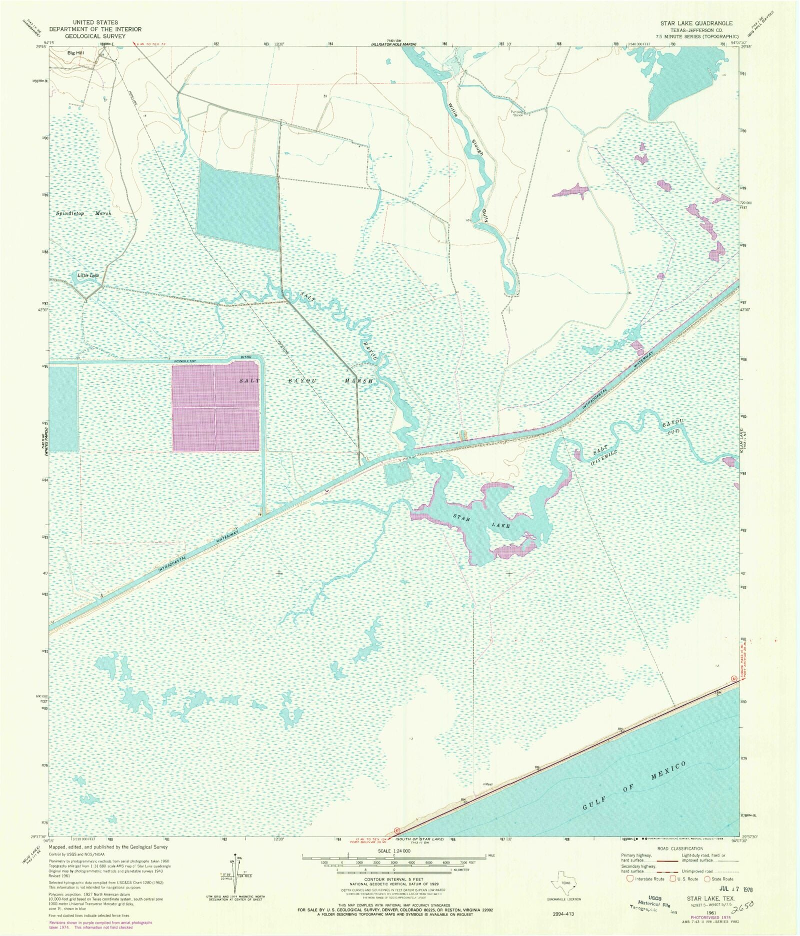 Classic USGS Star Lake Texas 7.5'x7.5' Topo Map – MyTopo Map Store
