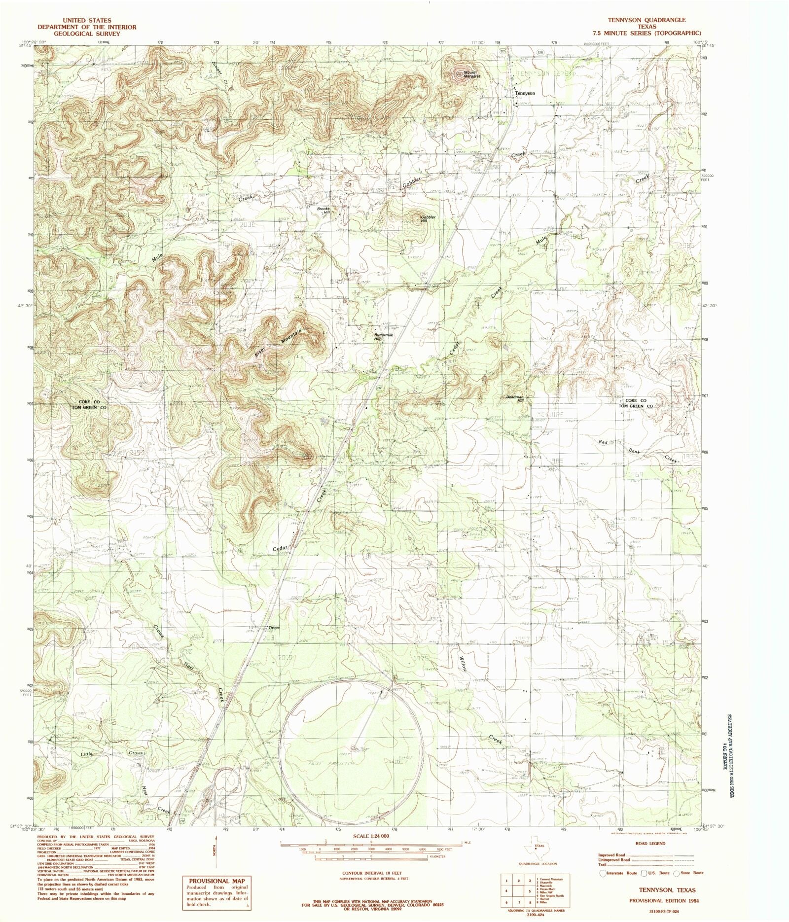 Classic USGS Tennyson Texas 7.5'x7.5' Topo Map – MyTopo Map Store