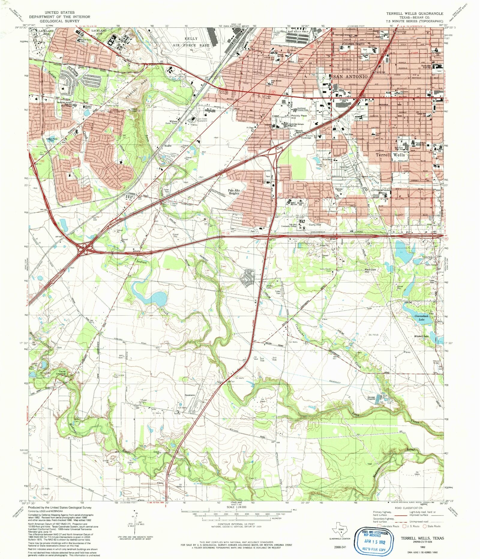 Classic USGS Terrell Wells Texas 7.5'x7.5' Topo Map – MyTopo Map Store