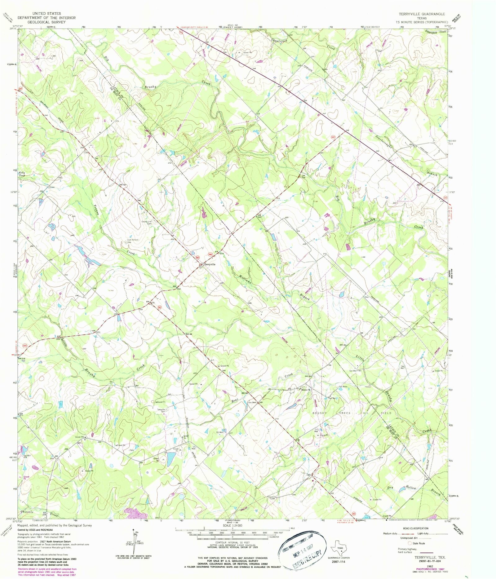 Classic USGS Terryville Texas 7.5'x7.5' Topo Map – MyTopo Map Store