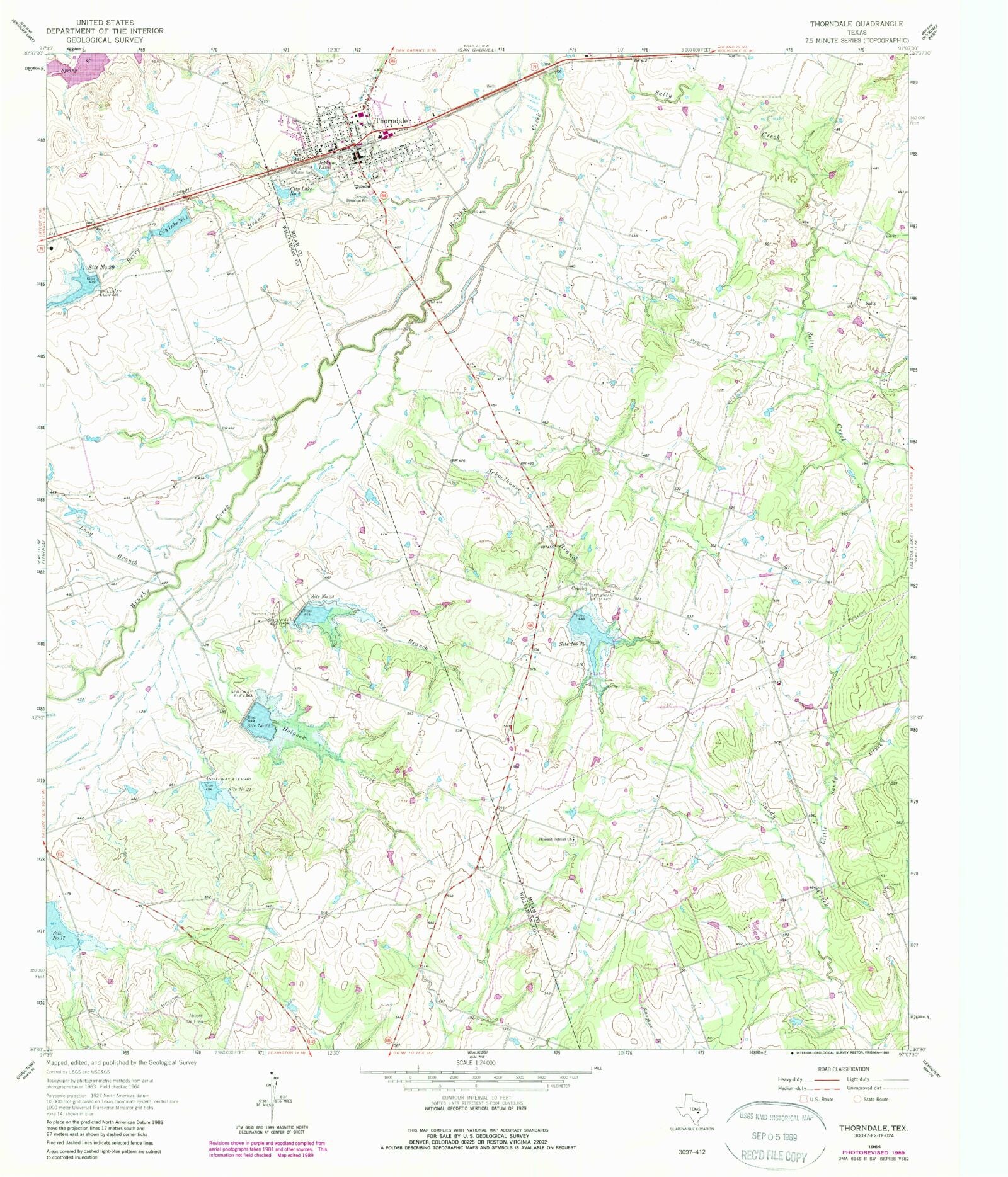 Classic USGS Thorndale Texas 7.5'x7.5' Topo Map – MyTopo Map Store
