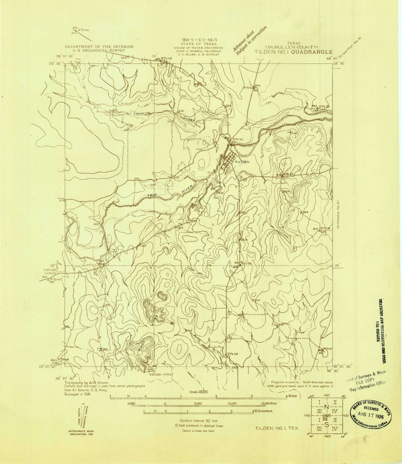 Classic USGS Tilden Texas 7.5'x7.5' Topo Map – MyTopo Map Store