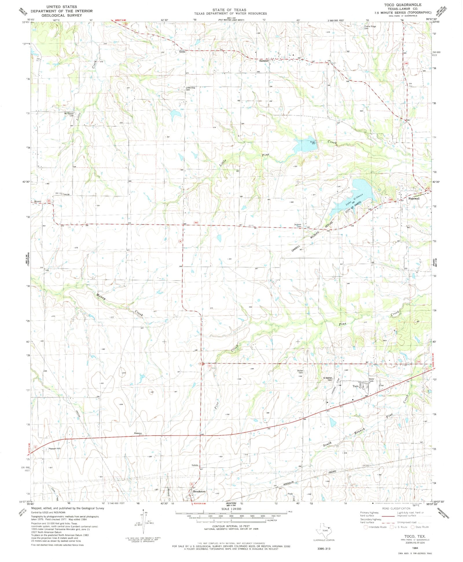 Classic USGS Toco Texas 7.5'x7.5' Topo Map – MyTopo Map Store