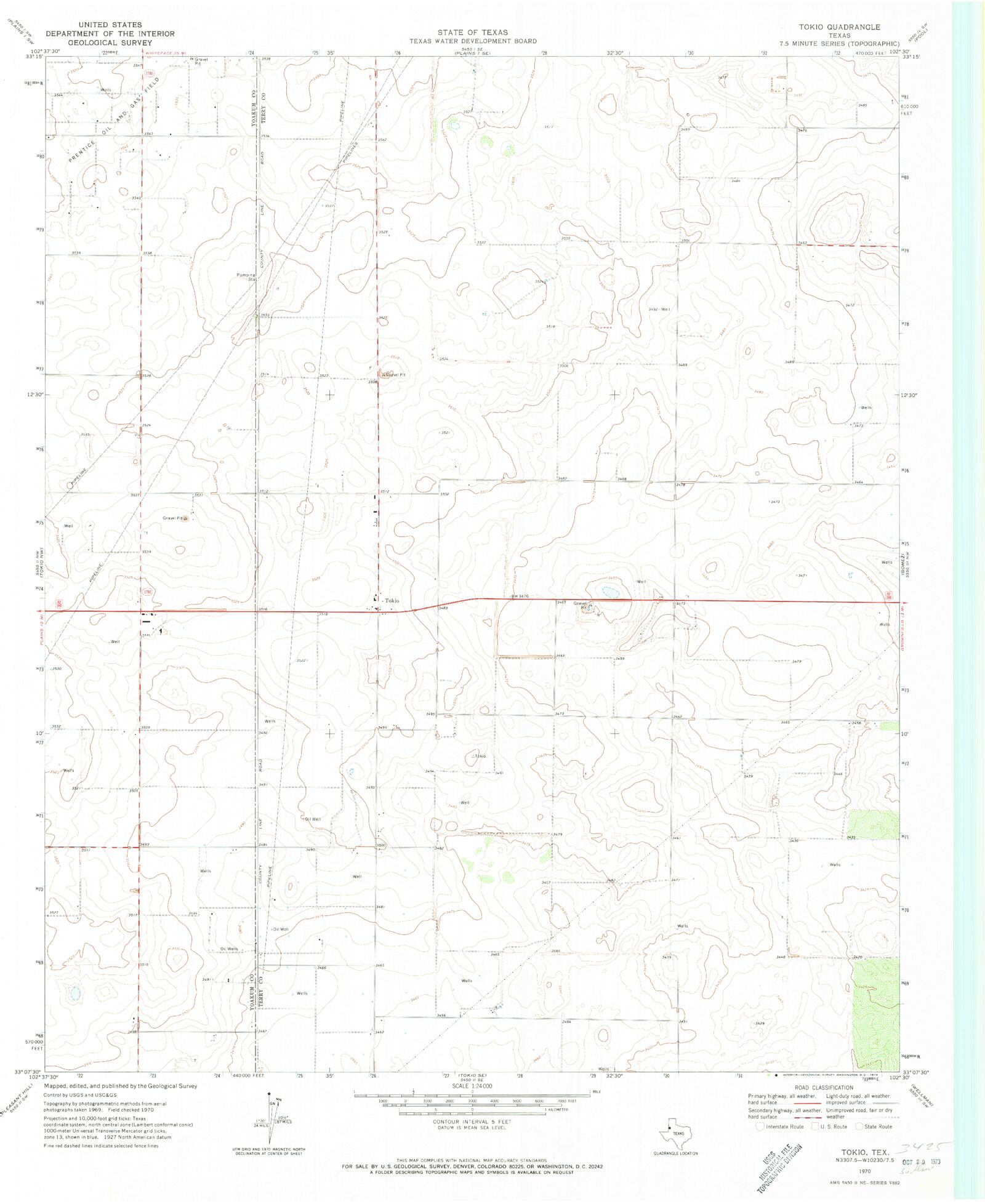 Classic USGS Tokio Texas 7.5'x7.5' Topo Map – MyTopo Map Store