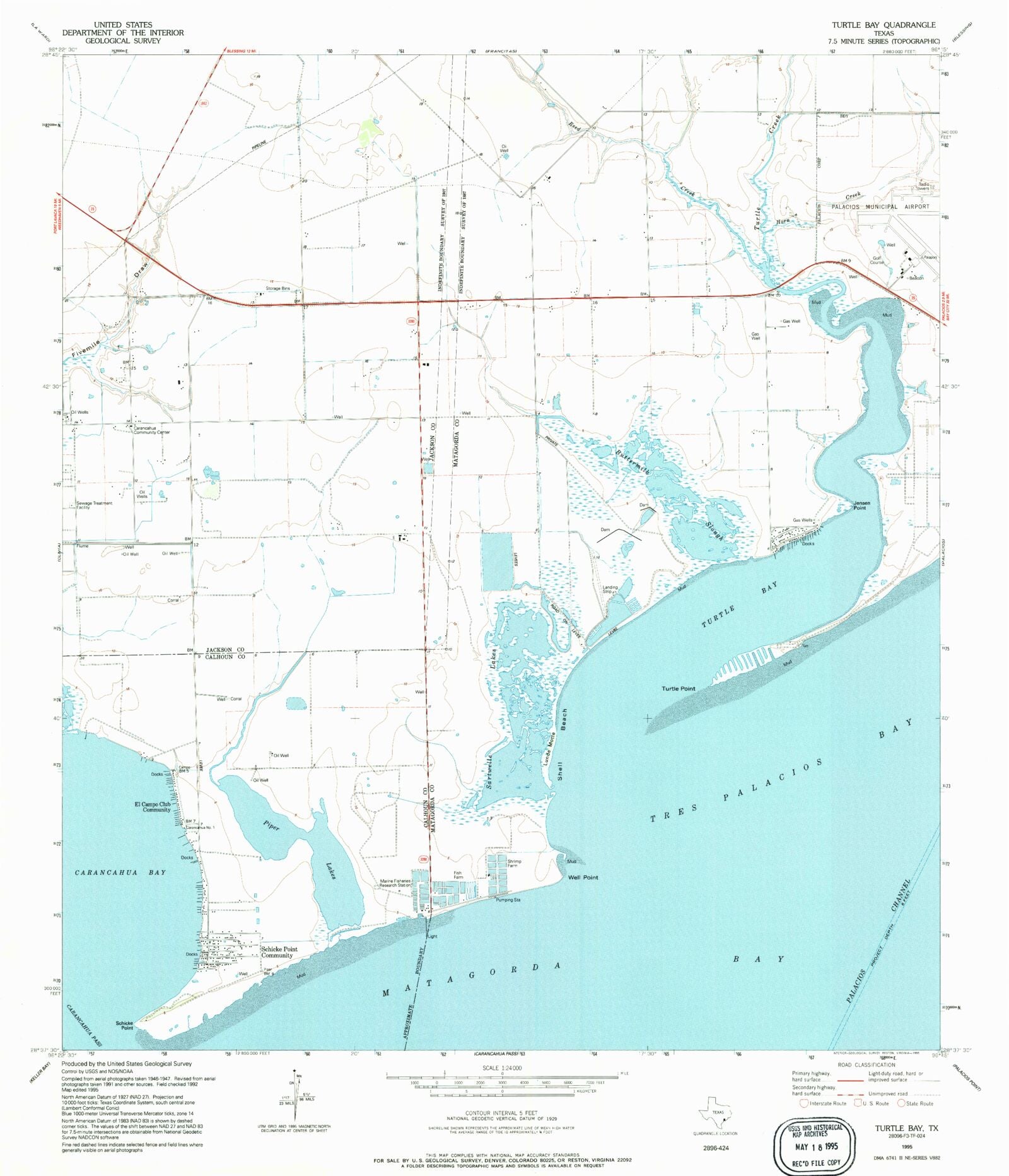 Classic USGS Turtle Bay Texas 7.5'x7.5' Topo Map – MyTopo Map Store