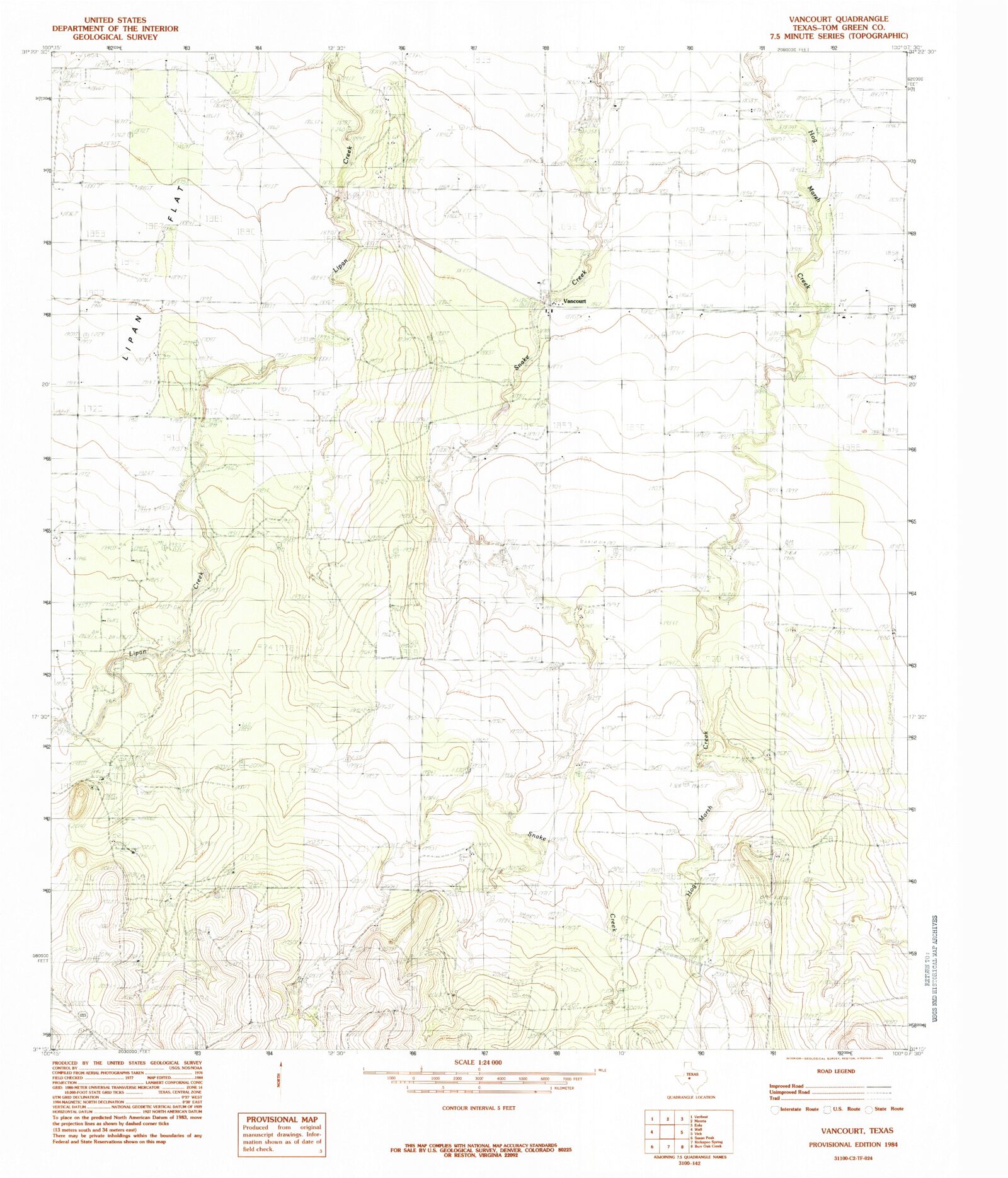 Classic USGS Vancourt Texas 7.5'x7.5' Topo Map – MyTopo Map Store