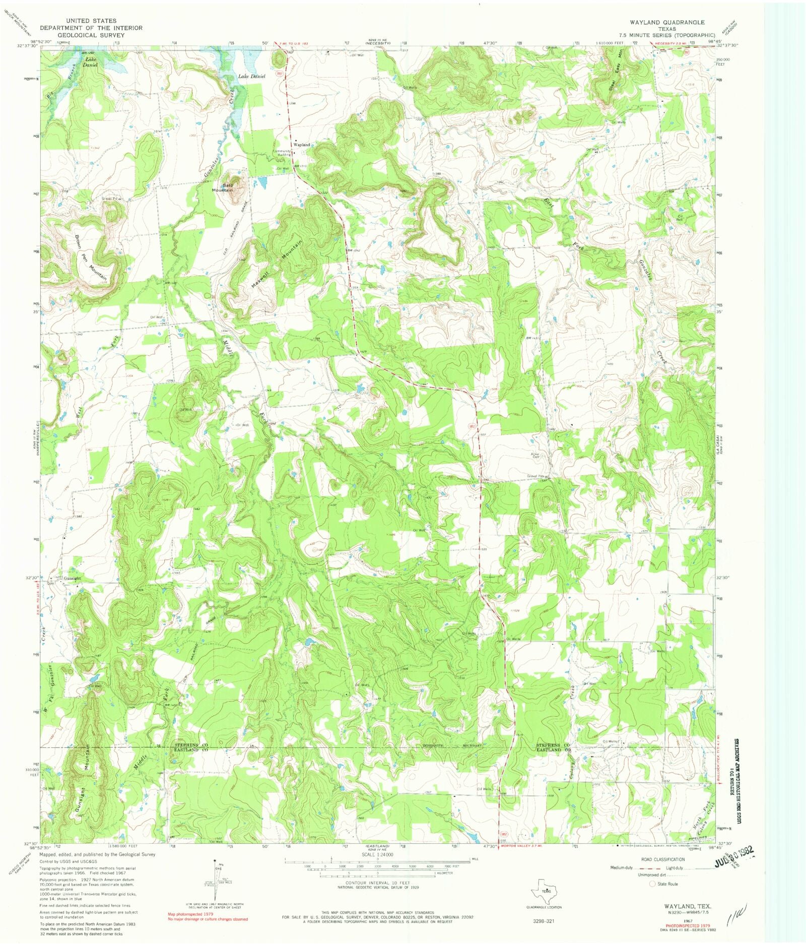Classic USGS Wayland Texas 7.5'x7.5' Topo Map – MyTopo Map Store