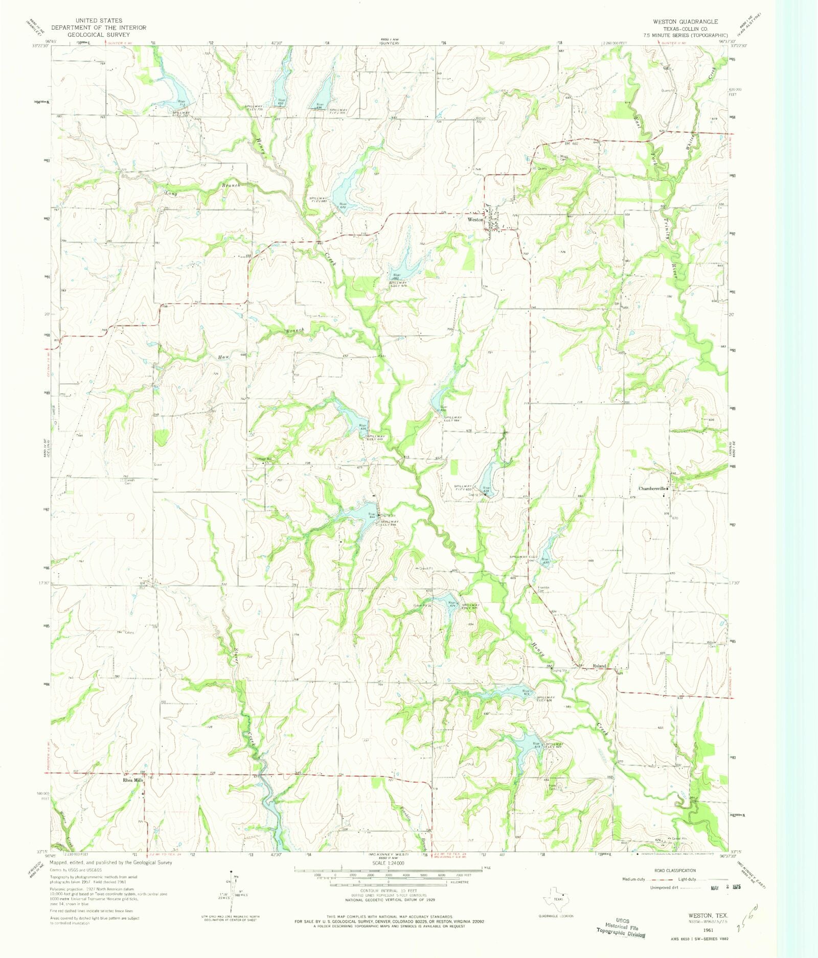 Classic USGS Weston Texas 7.5'x7.5' Topo Map – MyTopo Map Store