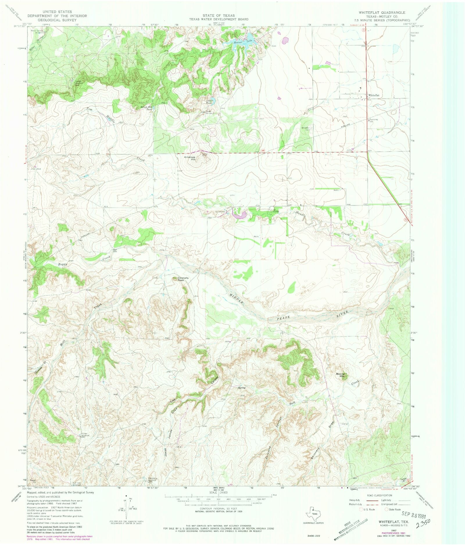 Classic USGS Whiteflat Texas 7.5'x7.5' Topo Map – MyTopo Map Store