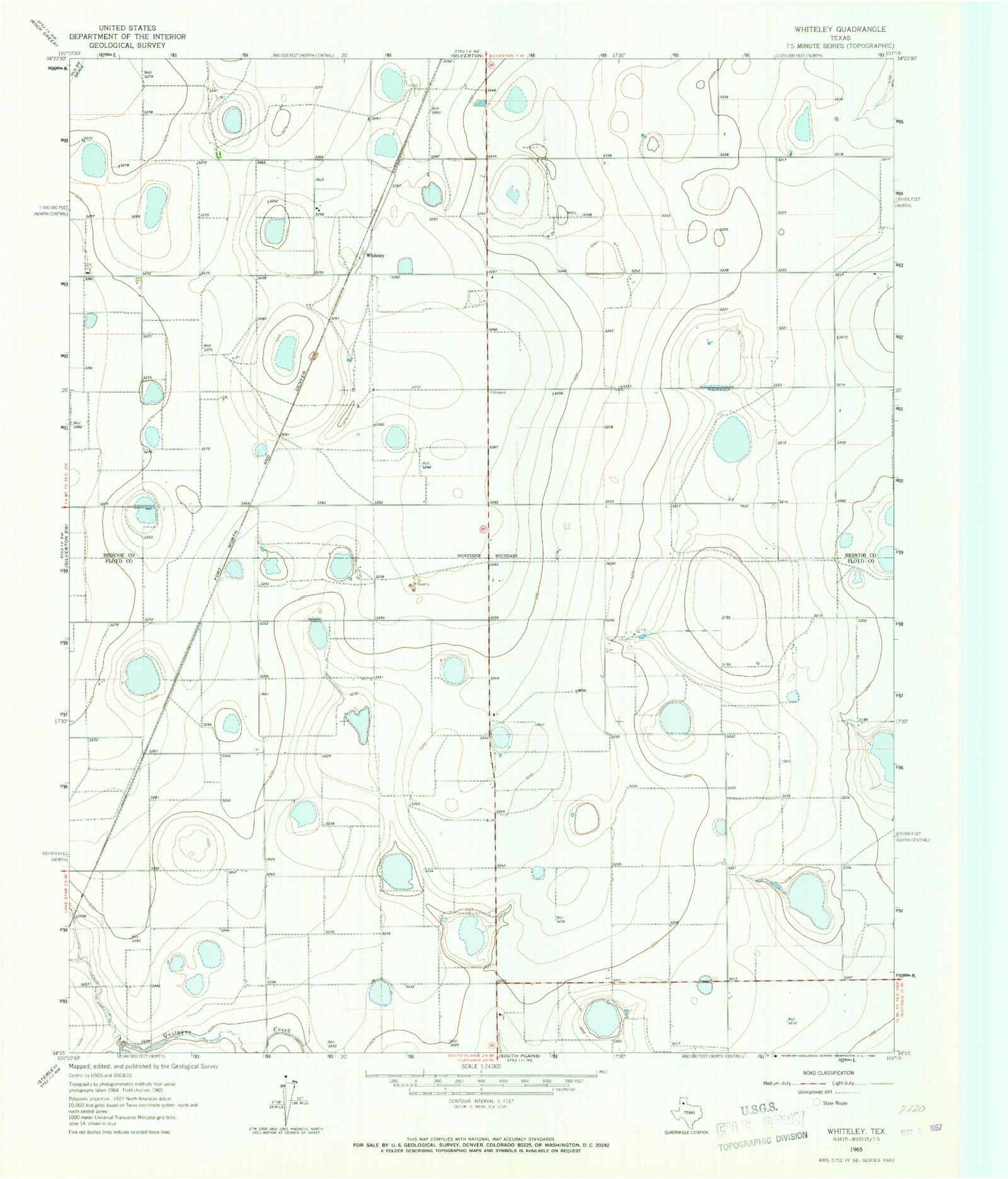 Classic USGS Whiteley Texas 7.5'x7.5' Topo Map – MyTopo Map Store