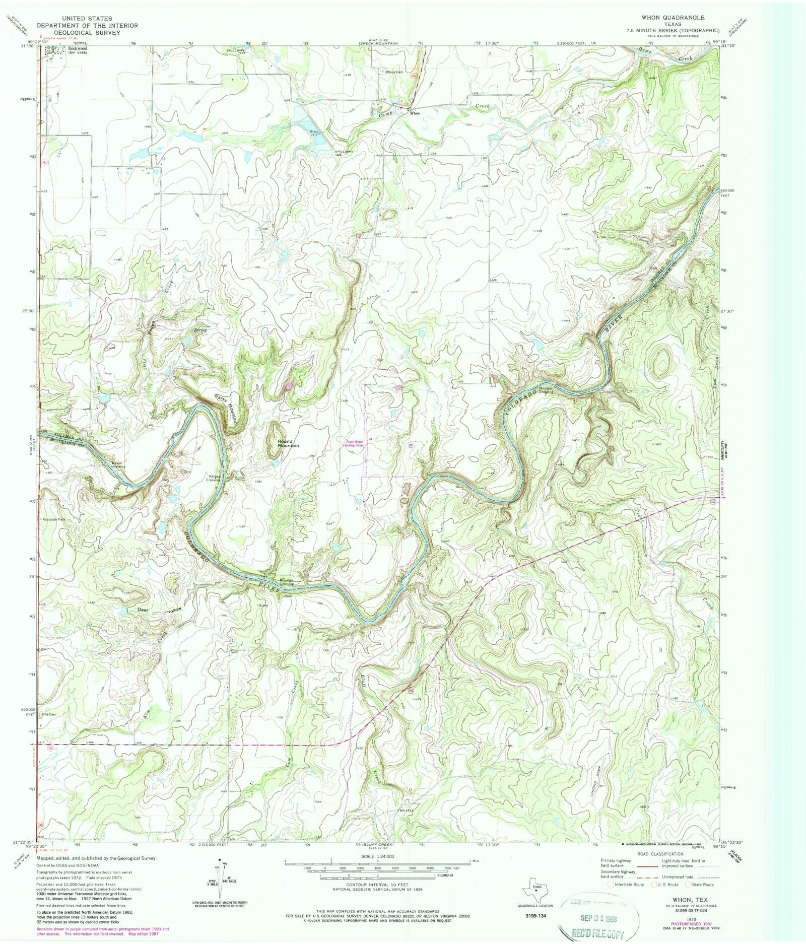 Classic USGS Whon Texas 7.5'x7.5' Topo Map – MyTopo Map Store