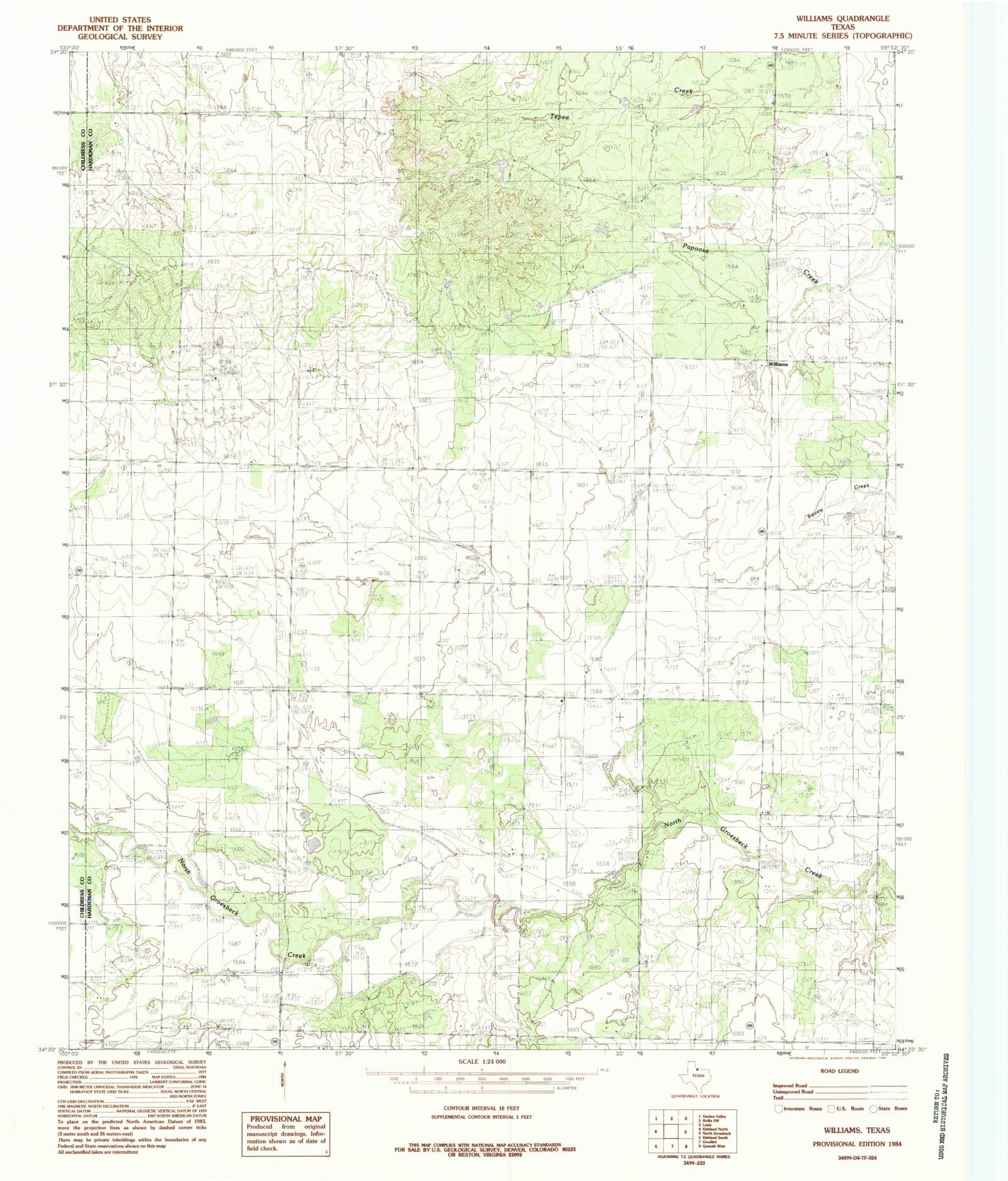 Classic USGS Williams Texas 7.5'x7.5' Topo Map – MyTopo Map Store