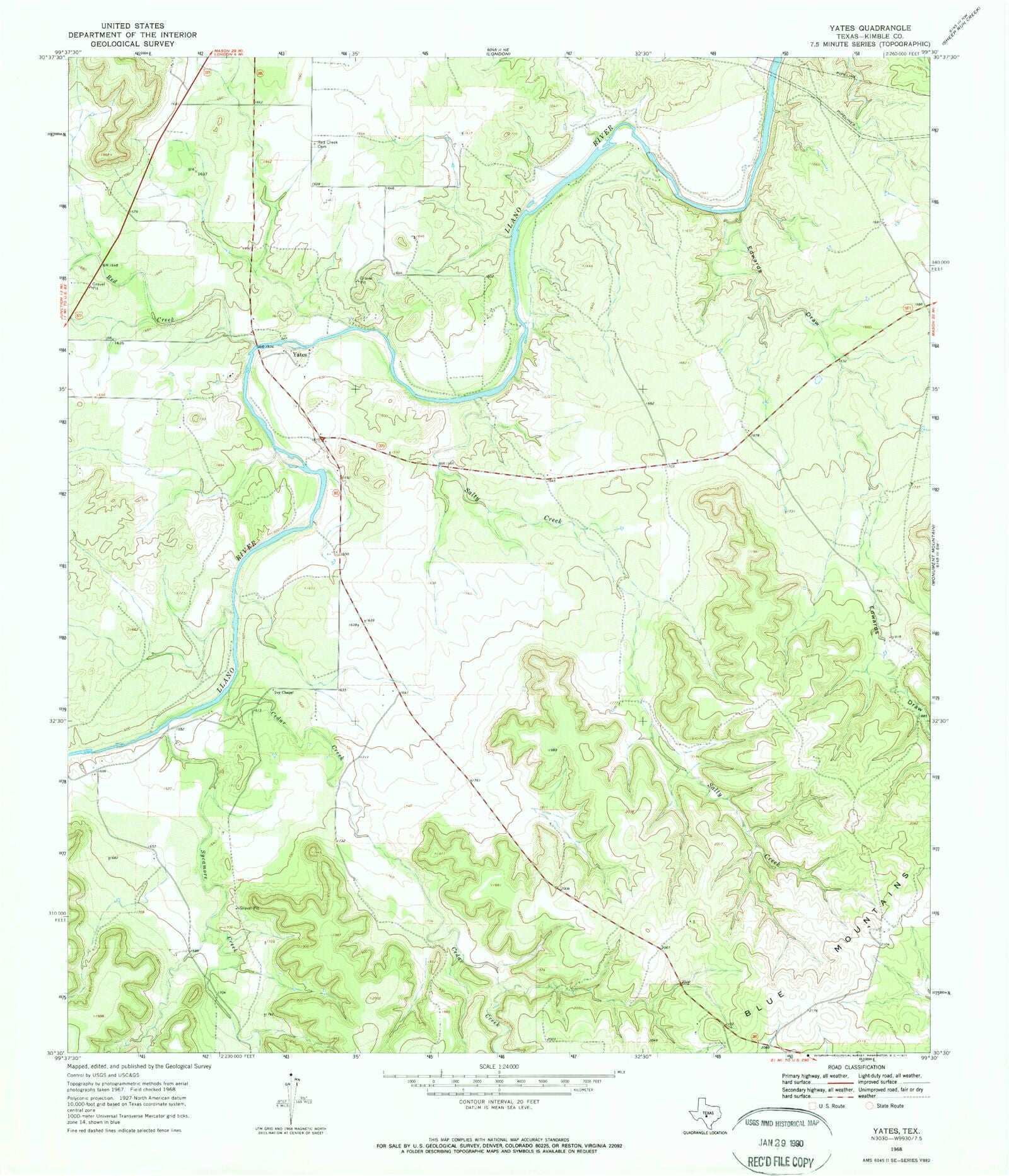 Classic USGS Yates Texas 7.5'x7.5' Topo Map – MyTopo Map Store