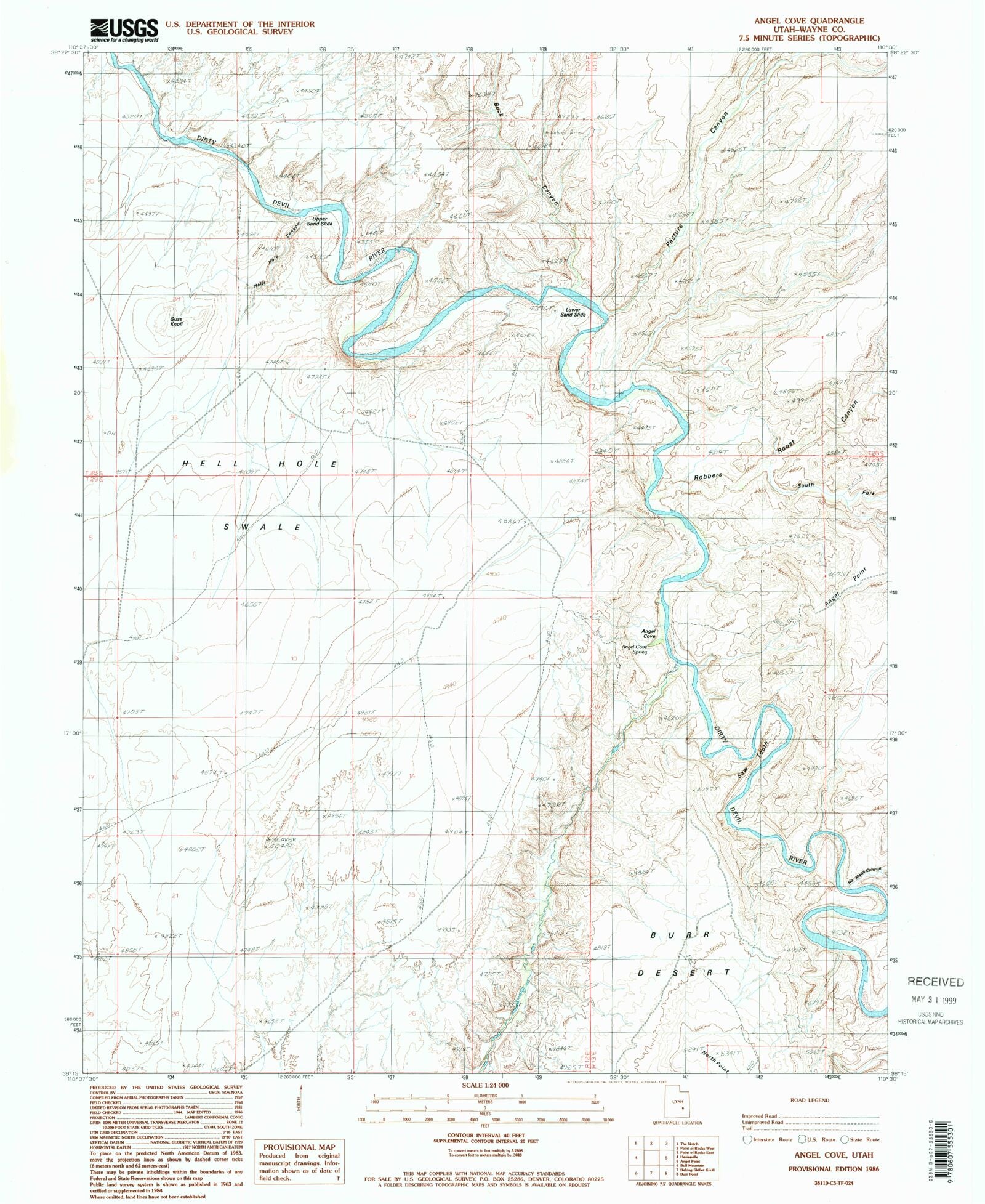 Classic USGS Angel Cove Utah 7.5'x7.5' Topo Map – MyTopo Map Store