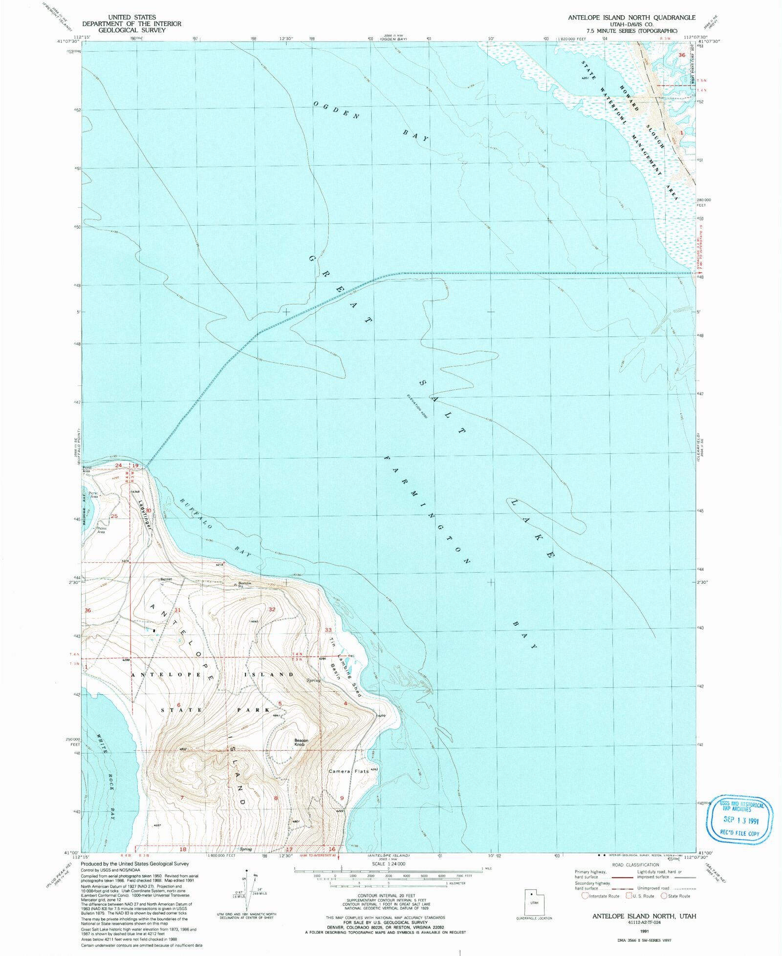 Classic USGS Antelope Island North Utah 7.5'x7.5' Topo Map – MyTopo Map ...