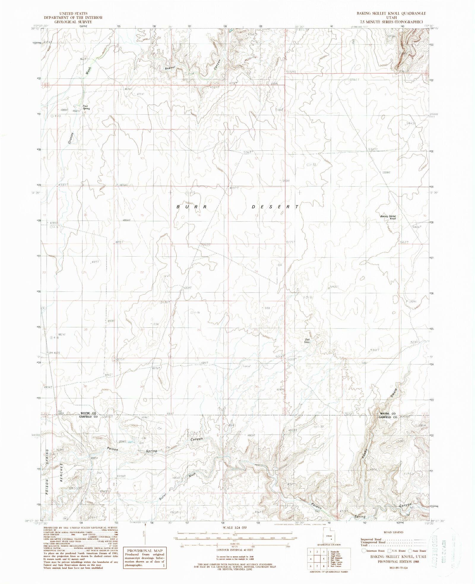 Classic USGS Baking Skillet Knoll Utah 7.5'x7.5' Topo Map – MyTopo Map ...