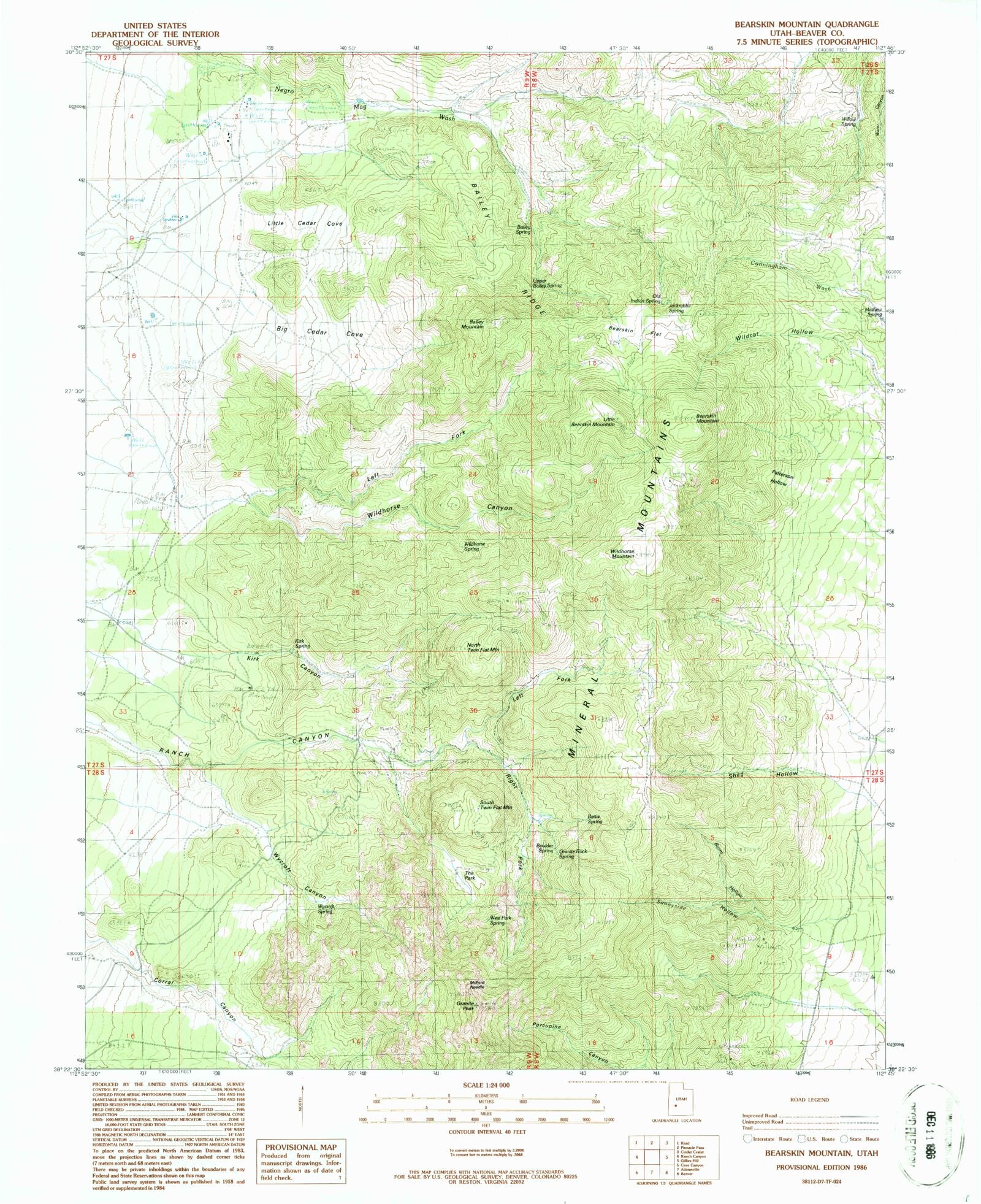 Classic USGS Bearskin Mountain Utah 7.5'x7.5' Topo Map – MyTopo Map Store