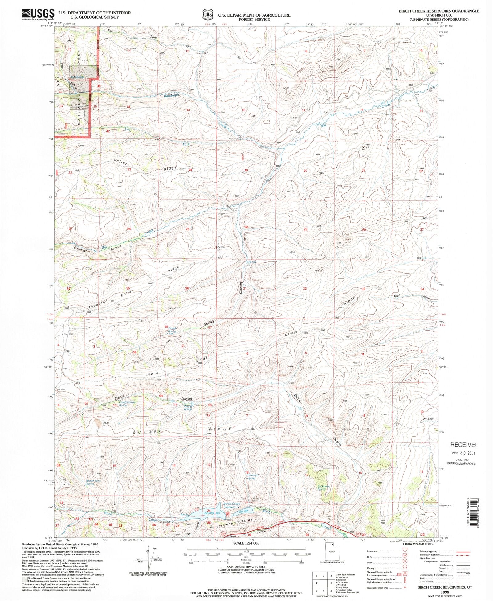 Classic USGS Birch Creek Reservoirs Utah 7.5'x7.5' Topo Map – MyTopo ...