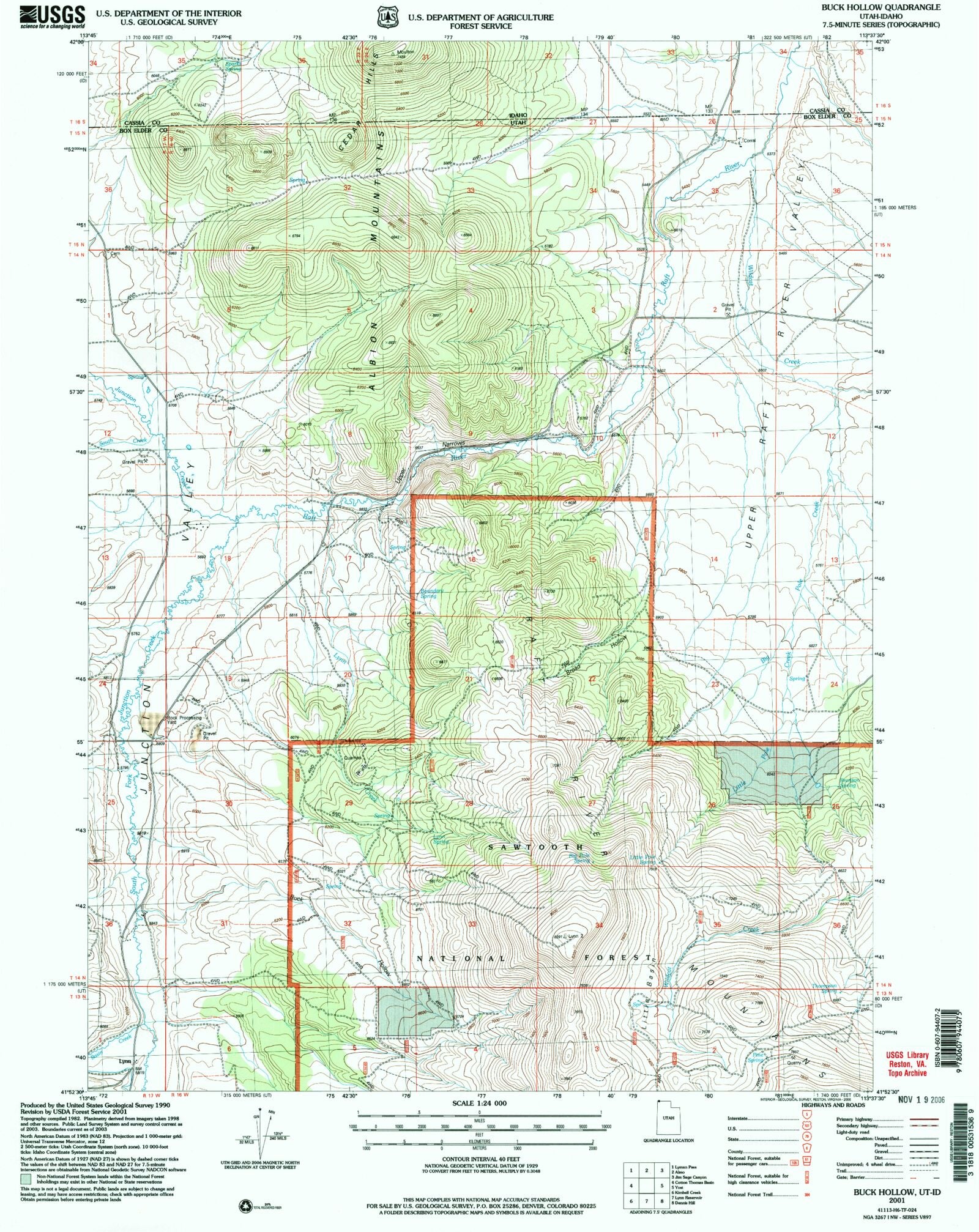 Classic USGS Buck Hollow Utah 7.5'x7.5' Topo Map – MyTopo Map Store