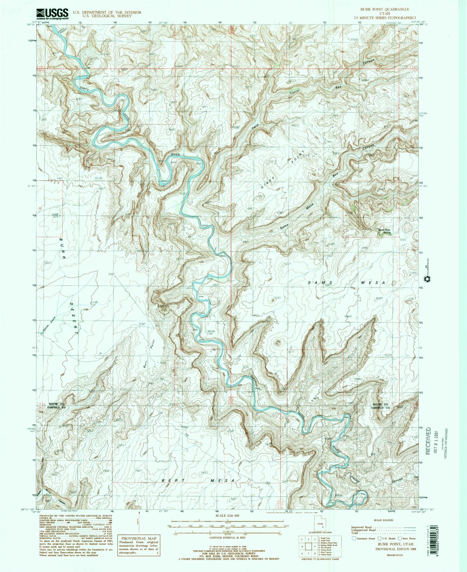 Classic USGS Burr Point Utah 7.5'x7.5' Topo Map – MyTopo Map Store