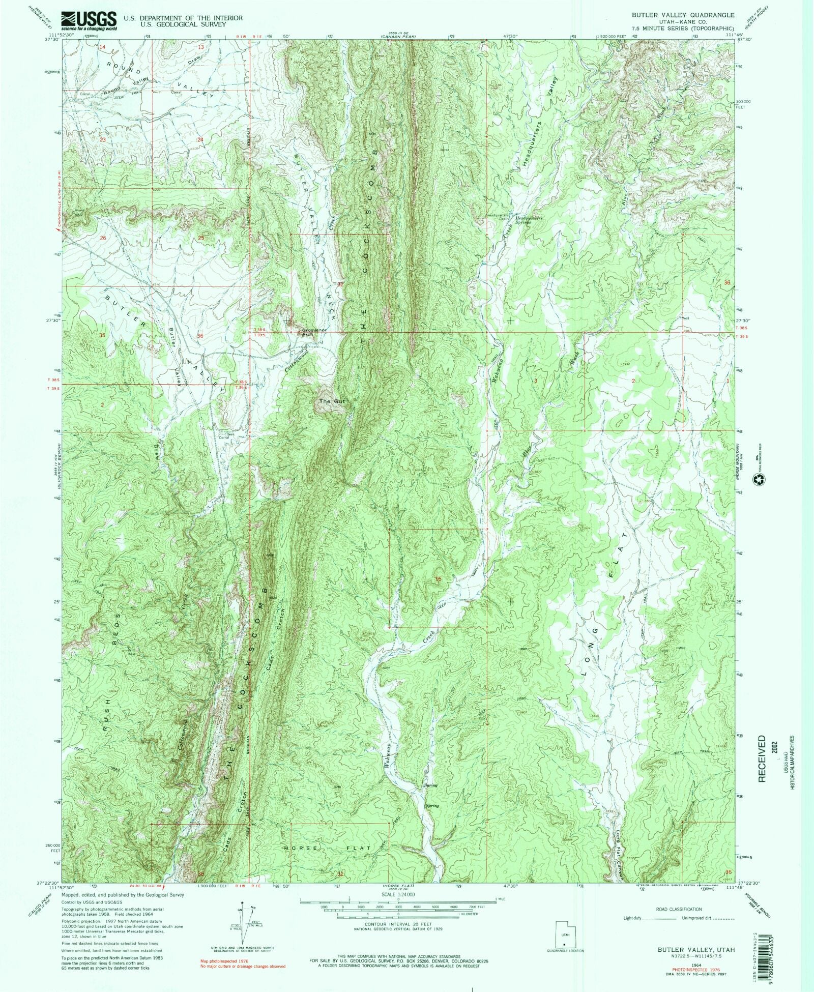 Classic USGS Butler Valley Utah 7.5'x7.5' Topo Map – MyTopo Map Store