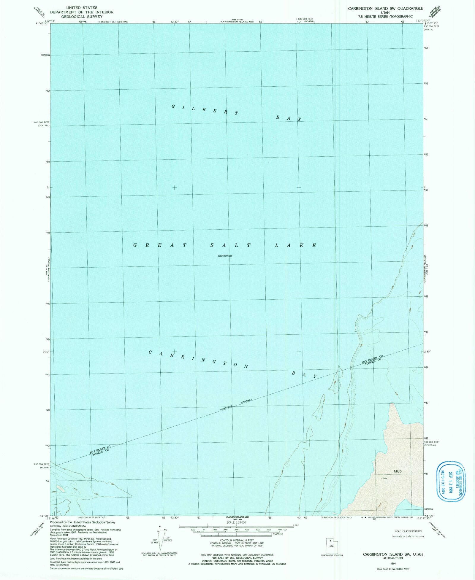 Classic USGS Carrington Island SW Utah 7.5'x7.5' Topo Map – MyTopo Map ...