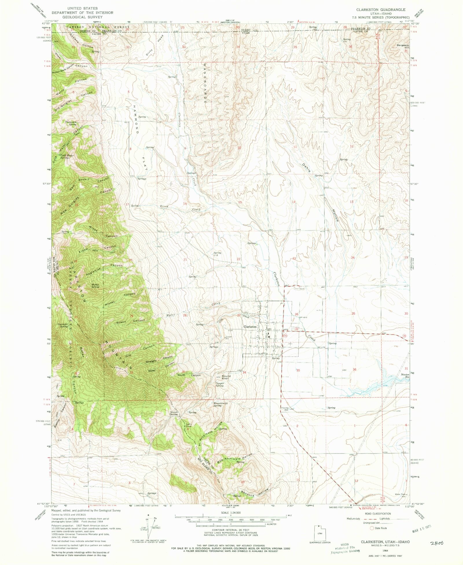 Classic USGS Clarkston Utah 7.5'x7.5' Topo Map – MyTopo Map Store