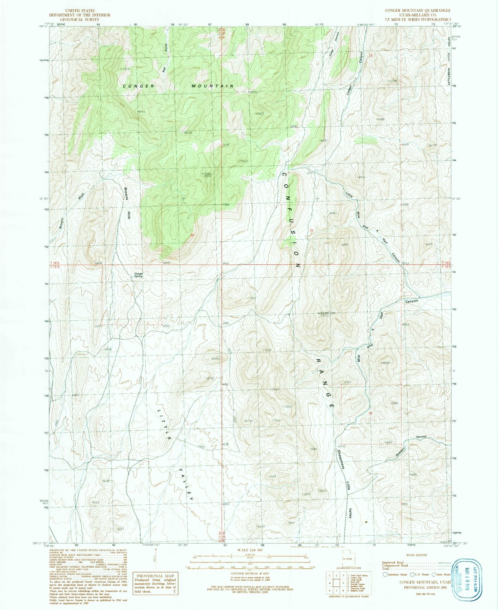 Classic USGS Conger Mountain Utah 7.5'x7.5' Topo Map – MyTopo Map Store