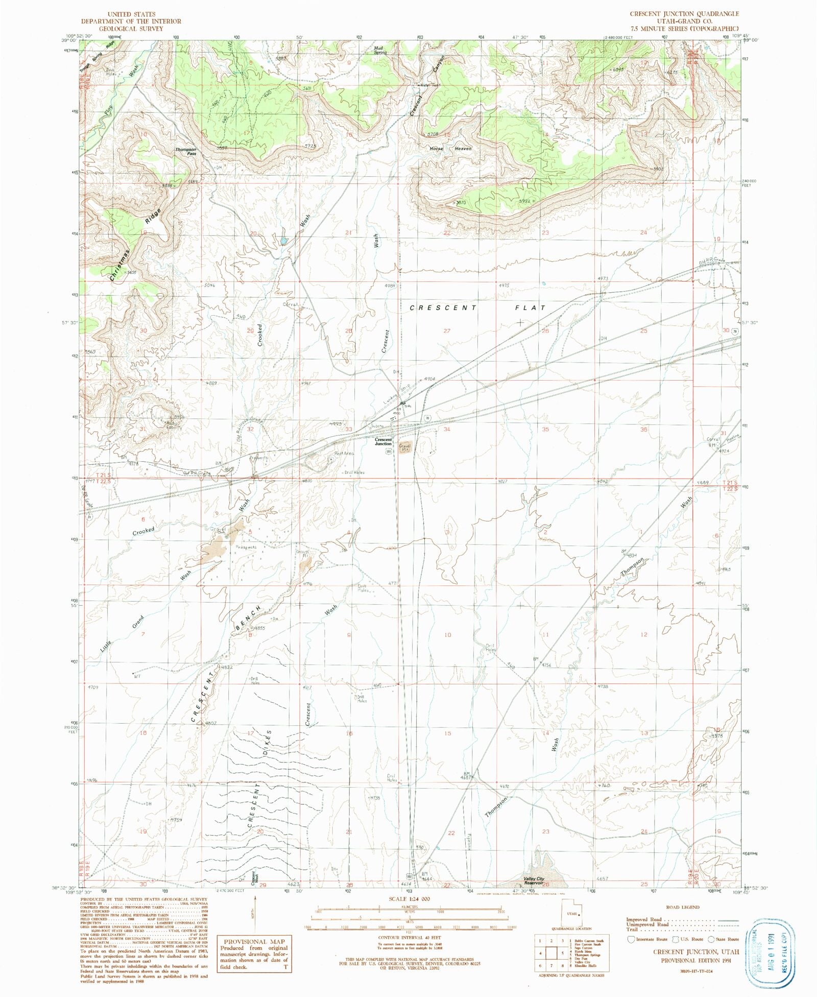 Classic USGS Crescent Junction Utah 7.5'x7.5' Topo Map – MyTopo Map Store