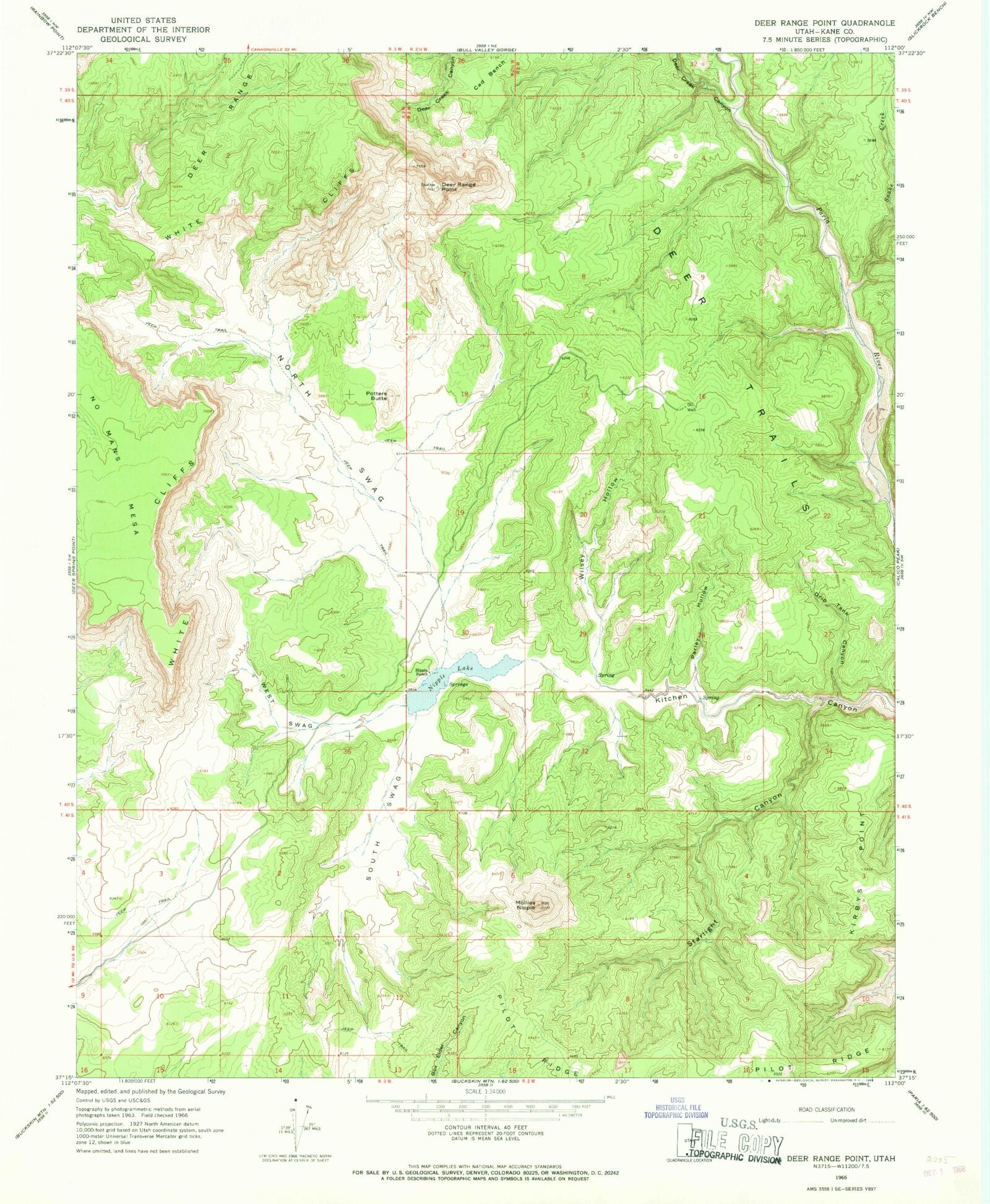 Classic USGS Deer Range Point Utah 7.5'x7.5' Topo Map – MyTopo Map Store