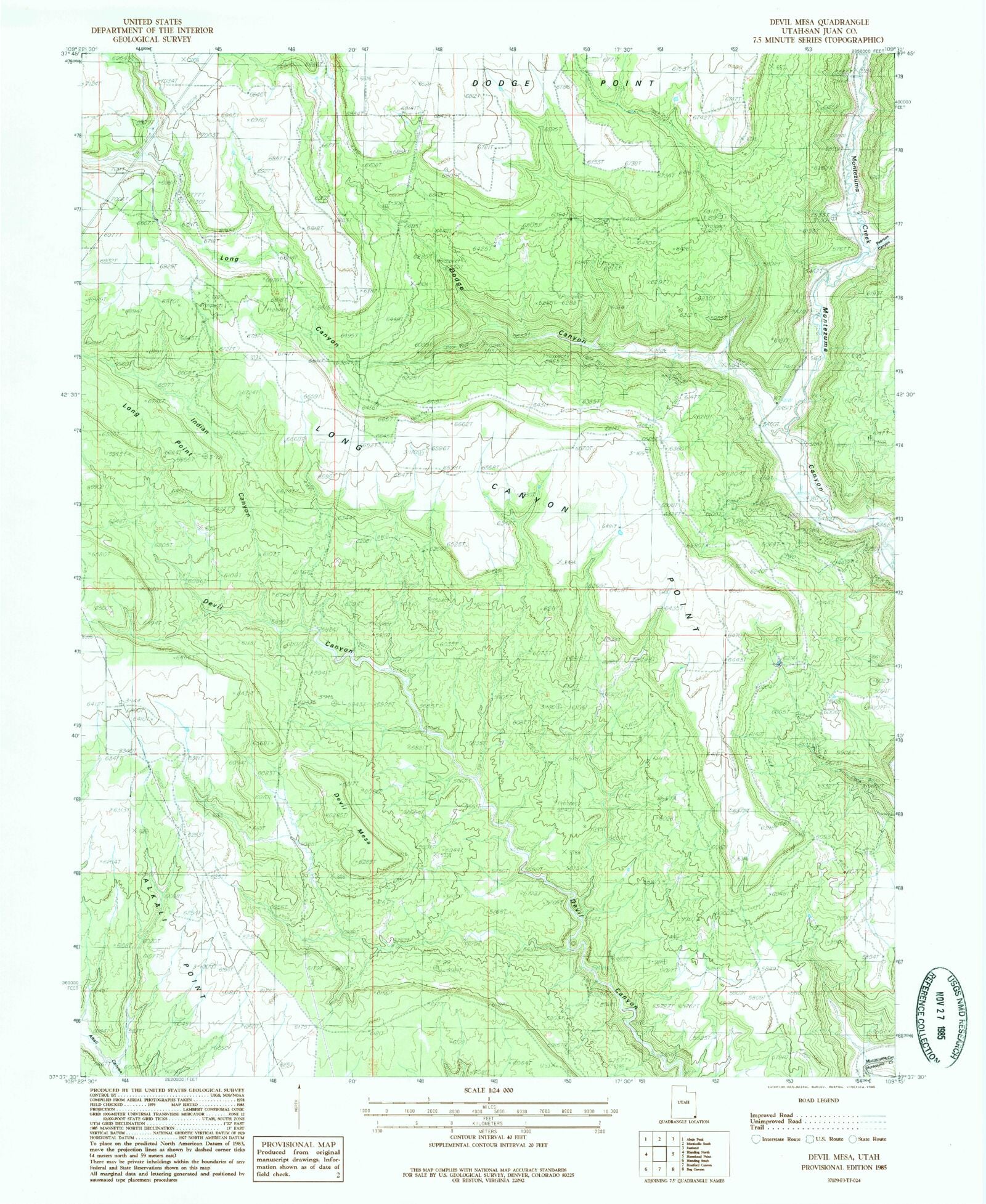 Classic USGS Devil Mesa Utah 7.5'x7.5' Topo Map – MyTopo Map Store