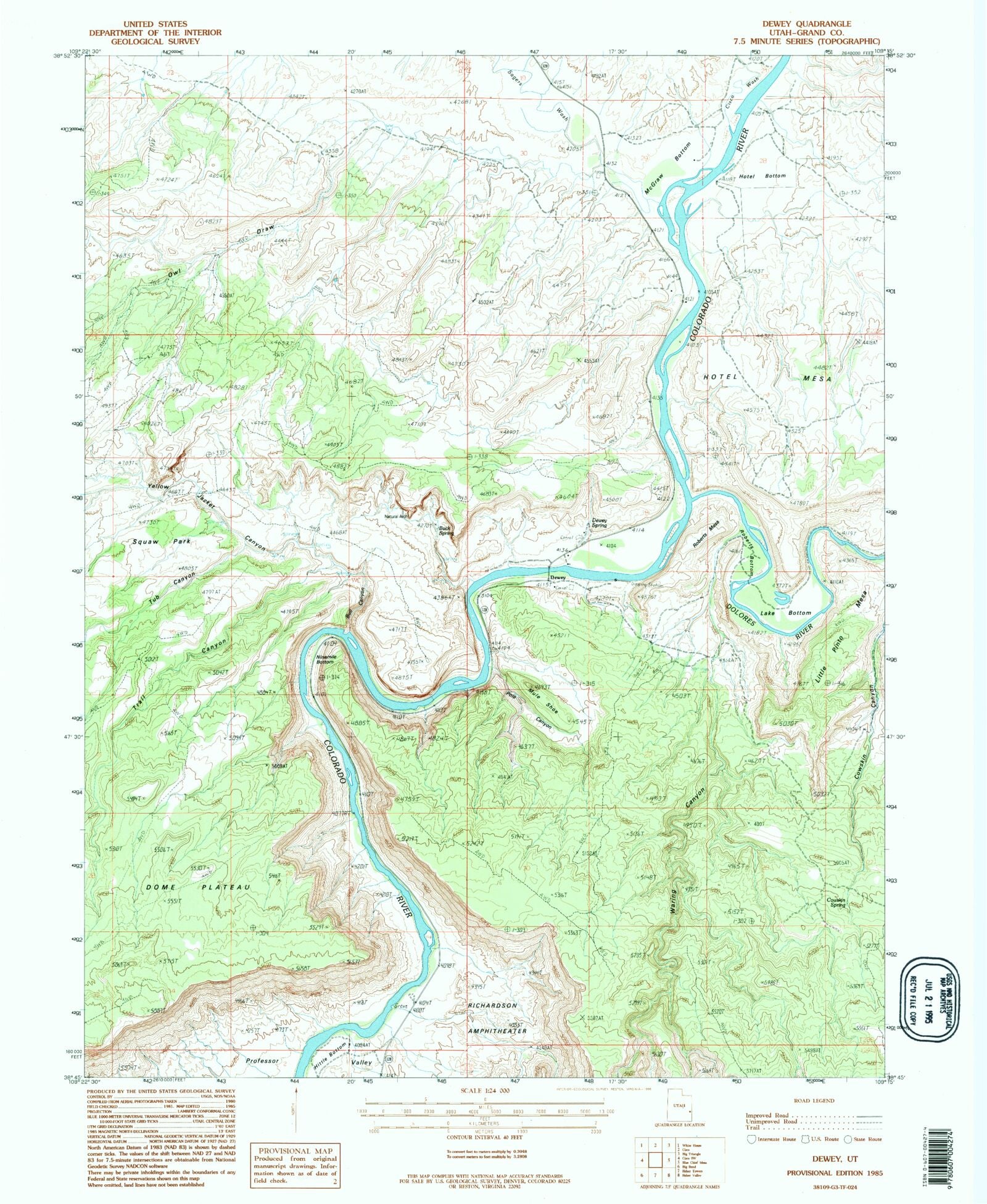Classic USGS Dewey Utah 7.5'x7.5' Topo Map – MyTopo Map Store