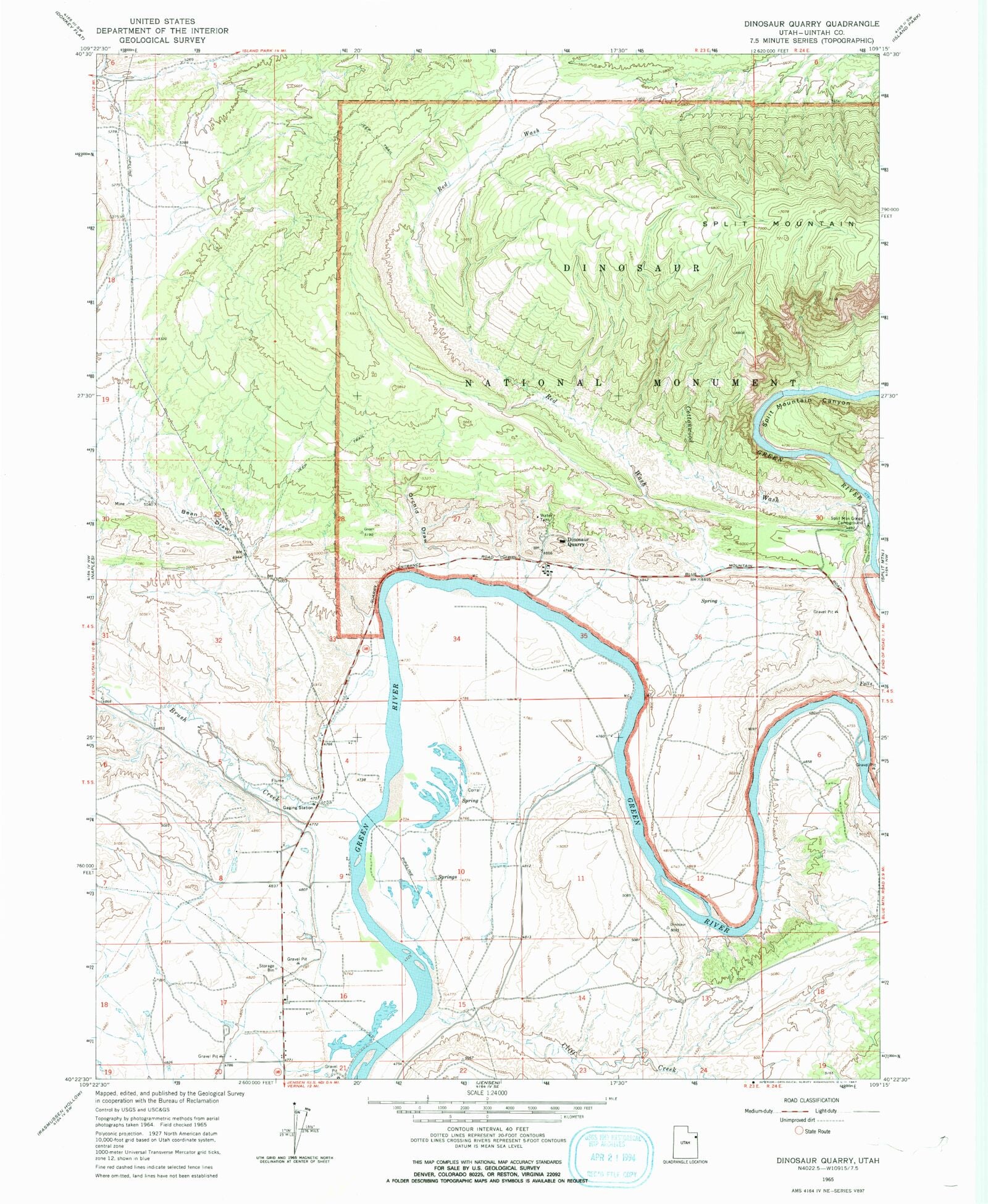 Classic USGS Dinosaur Quarry Utah 7.5'x7.5' Topo Map – MyTopo Map Store