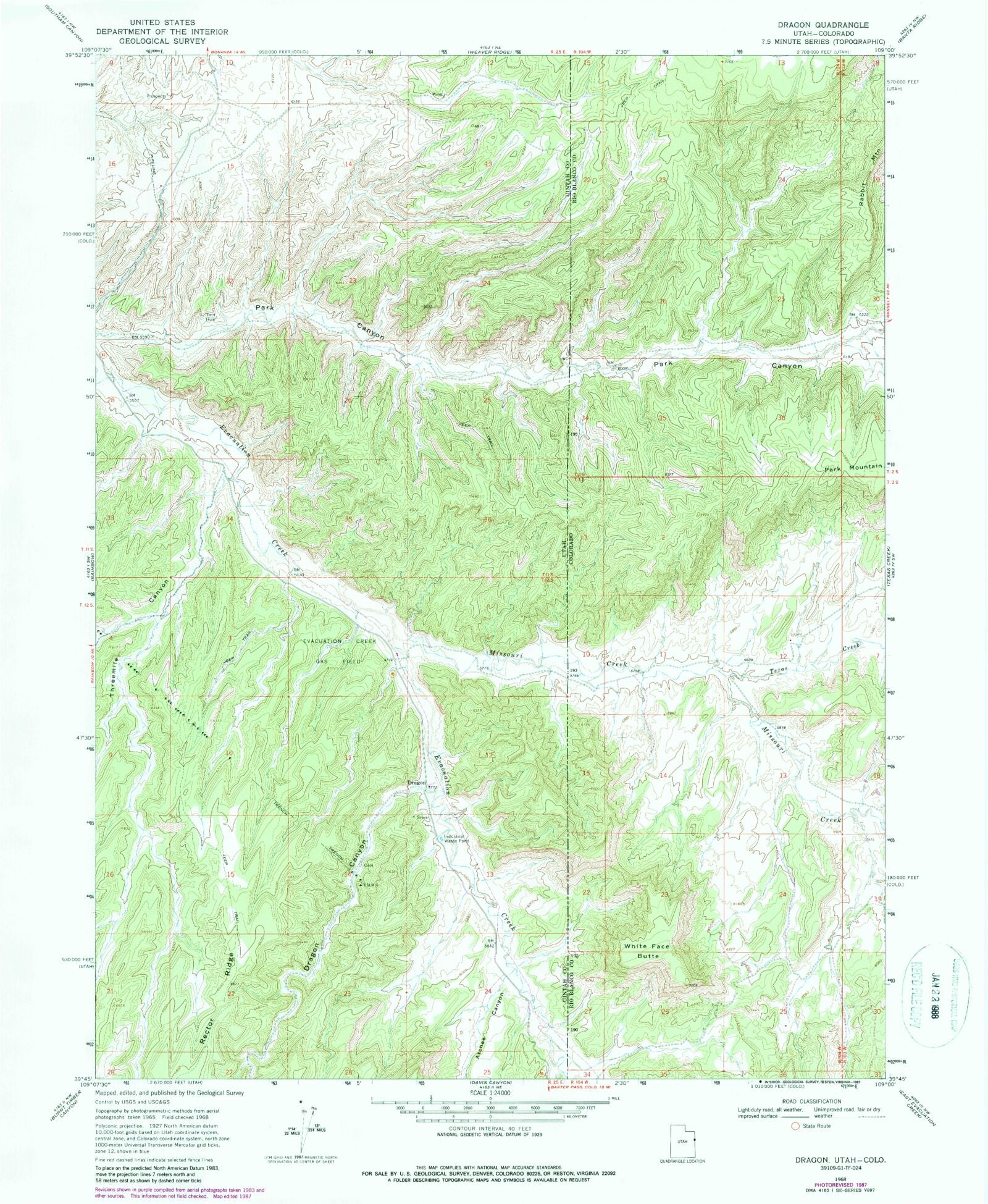 Classic USGS Dragon Utah 7.5'x7.5' Topo Map – MyTopo Map Store