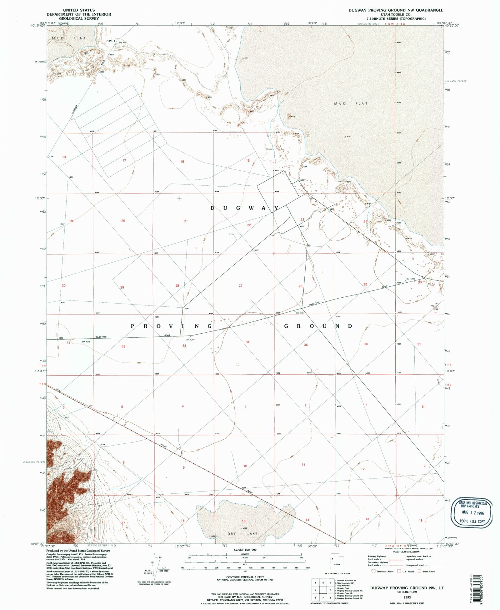 Classic USGS Dugway Proving Ground NW Utah 7.5'x7.5' Topo Map – MyTopo ...