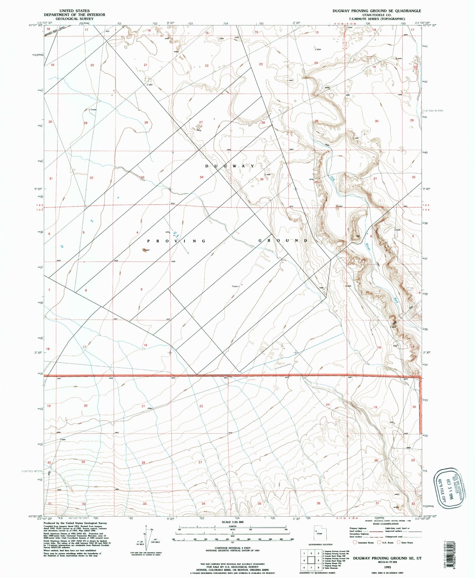 Classic USGS Dugway Proving Ground SE Utah 7.5'x7.5' Topo Map – MyTopo ...